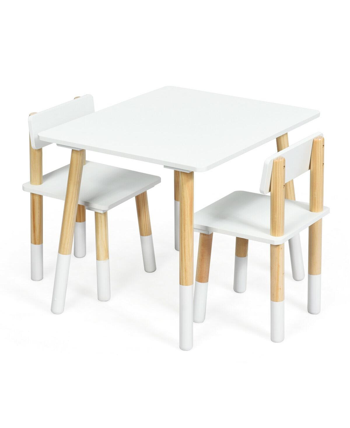 Click here for Kids Wooden Table and 2 Chairs Set - White prices