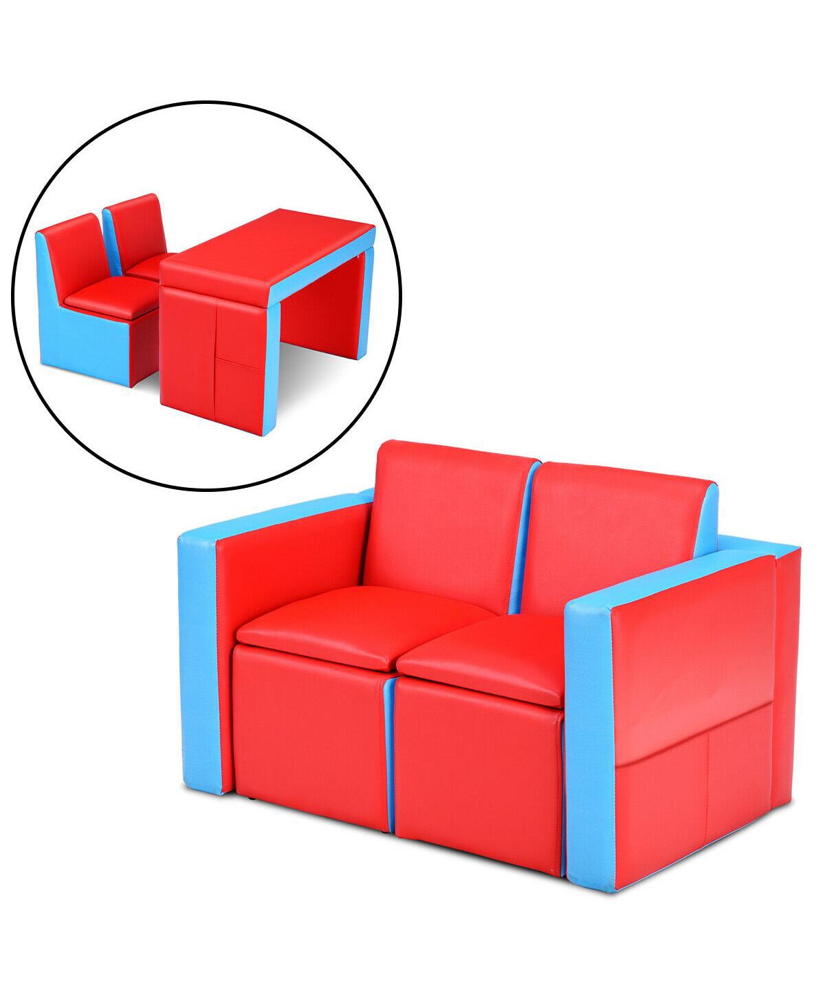 Click here for Multi-functional Kids Sofa Table Chair Set - Red prices