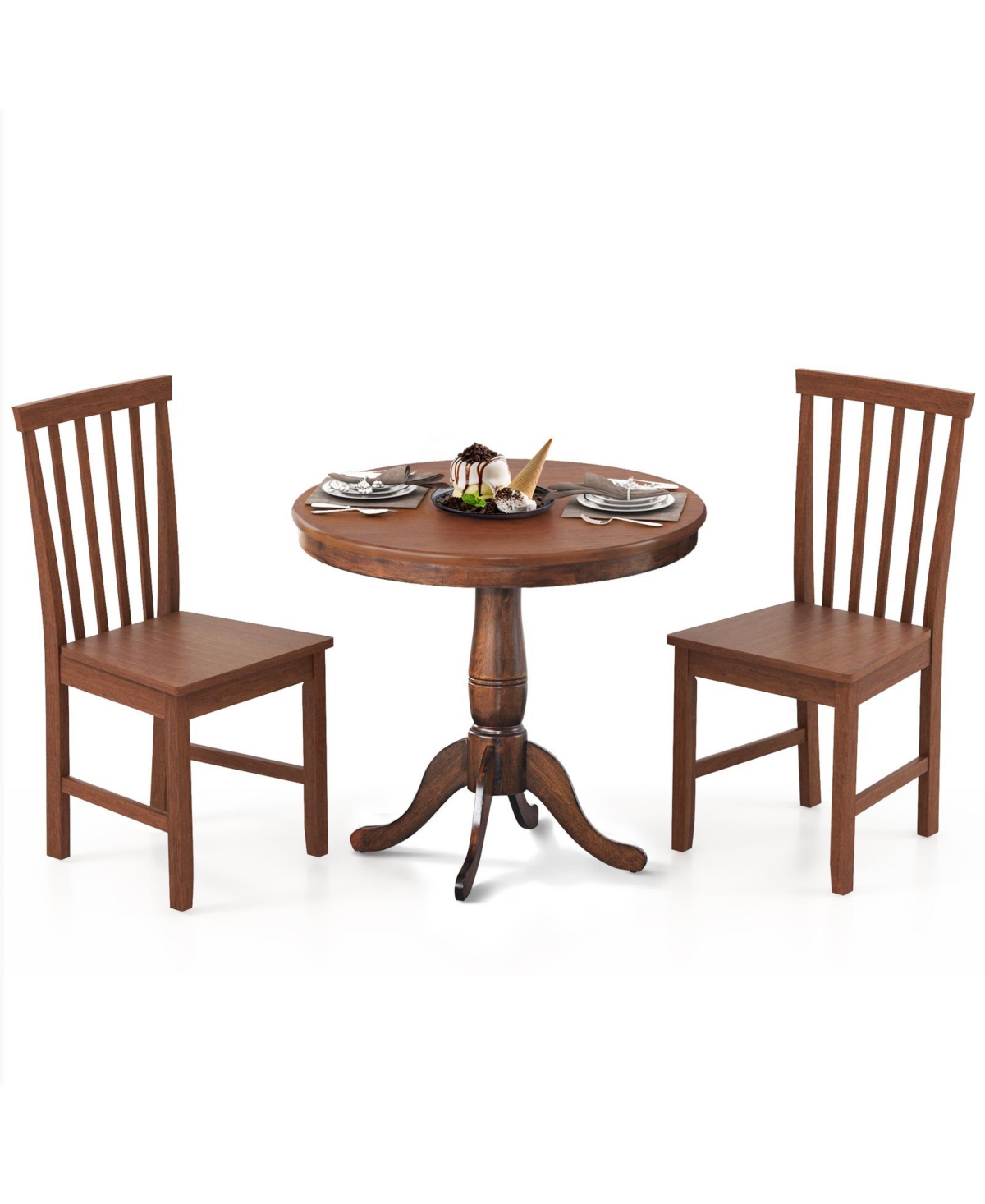 Click here for 3 Pieces Wooden Dining Table and Chair Set for Caf... prices