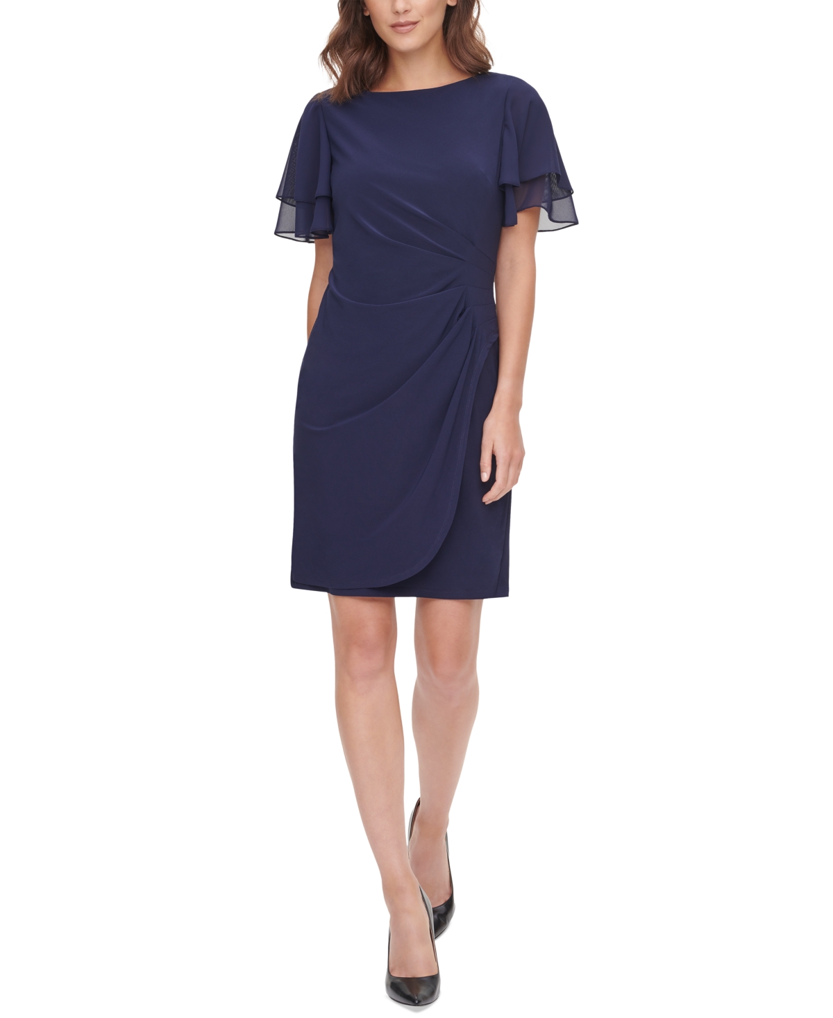 Click here for Jessica Howard Petite Flutter-sleeve Sheath Knee L... prices