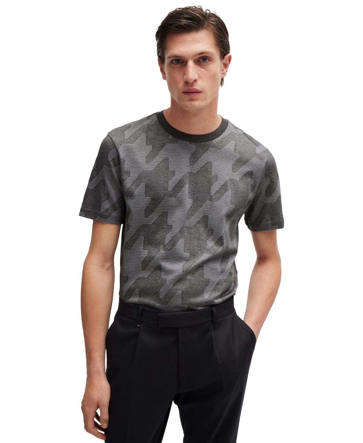 Click here for Boss by Hugo Boss Mens Houndstooth Jacquard T-Shir... prices