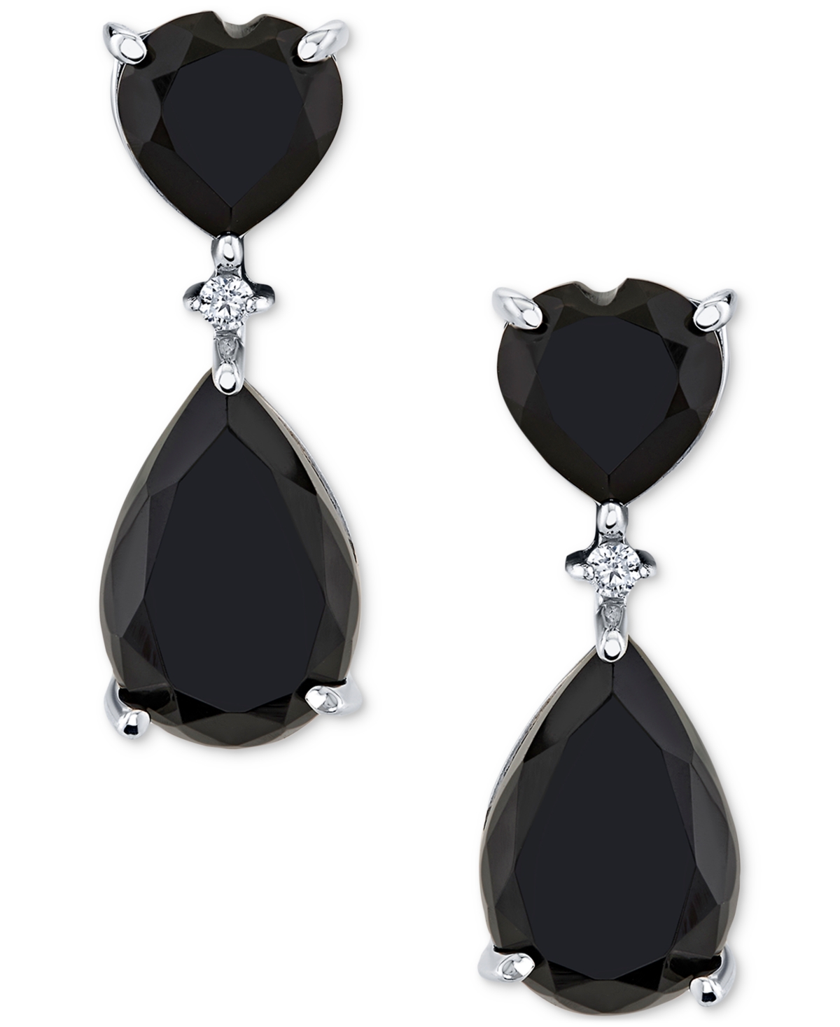 Click here for Onyx & Diamond Accent Drop Earrings in Sterling Si... prices