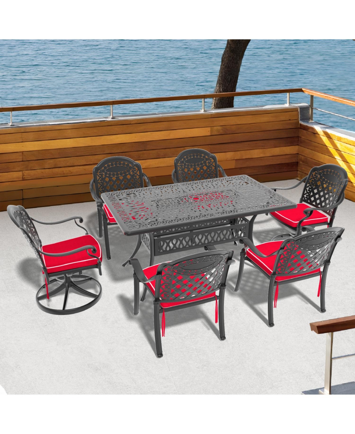 Click here for Streamdale 7-Piece Aluminum Dining Set with Swivel... prices
