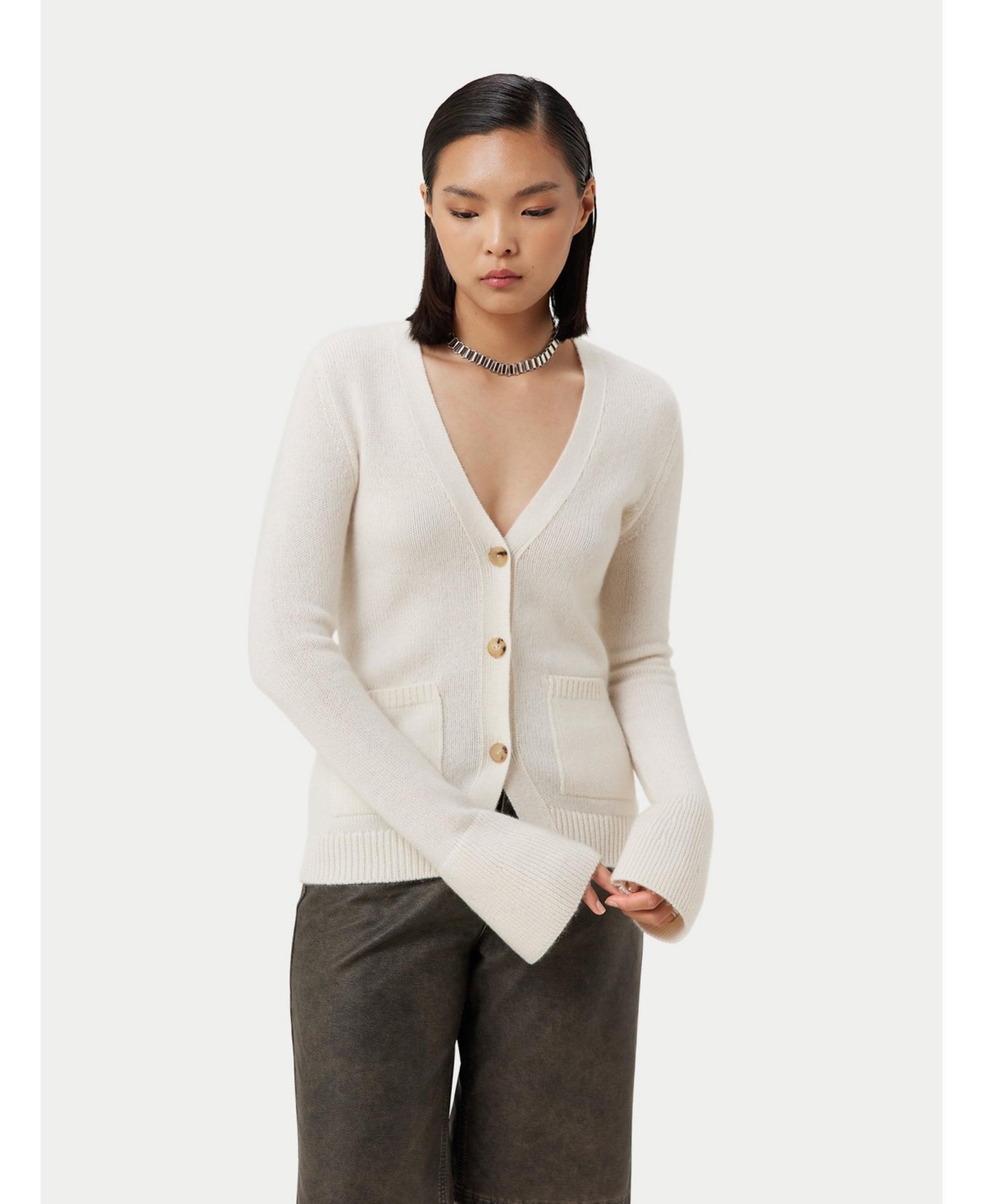 Click here for Gobi Cashmere Womens Buttoned Cashmere V-Neck Card... prices