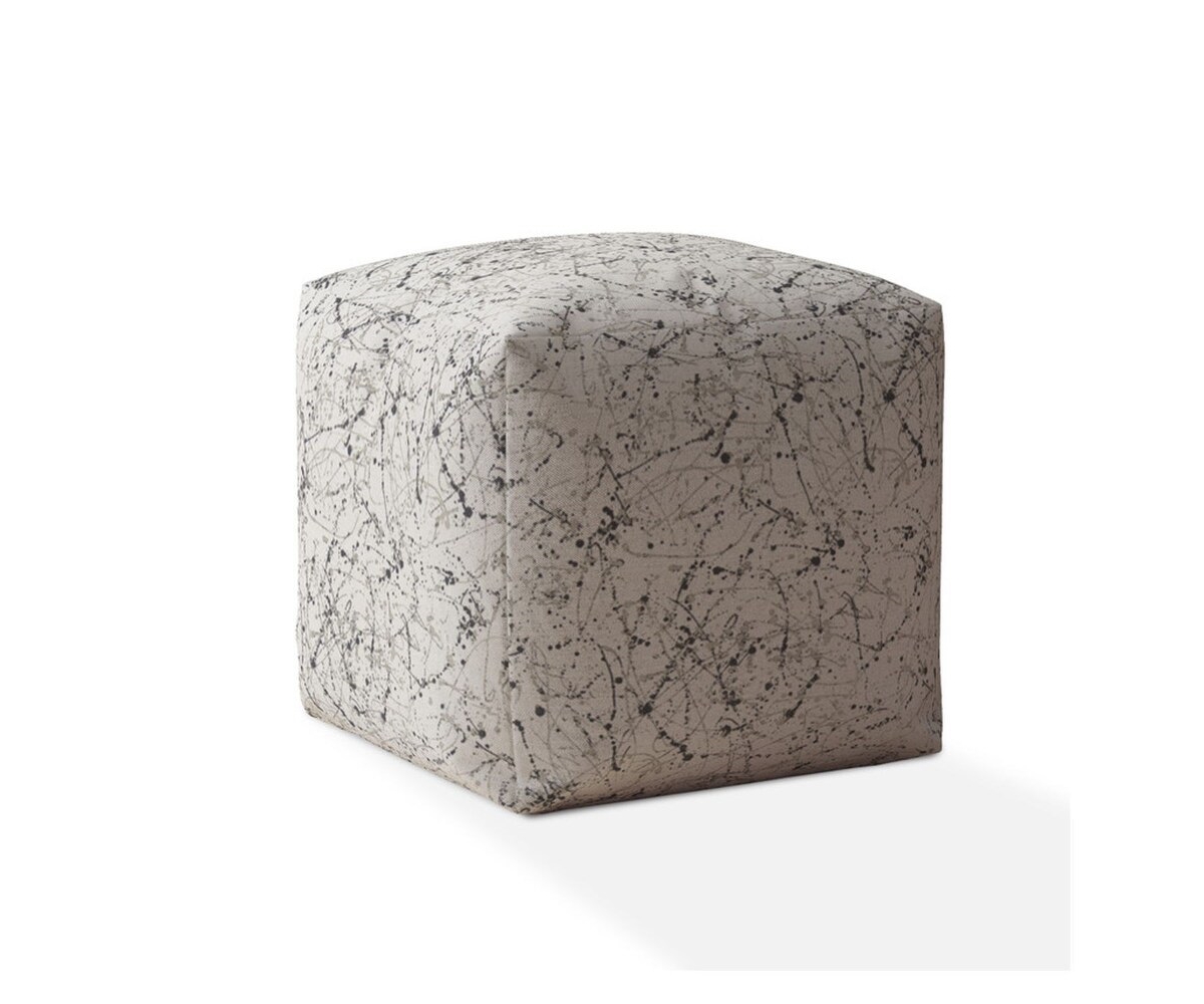 Click here for Soft Cotton Pouf Ottoman with Abstract Pattern - B... prices