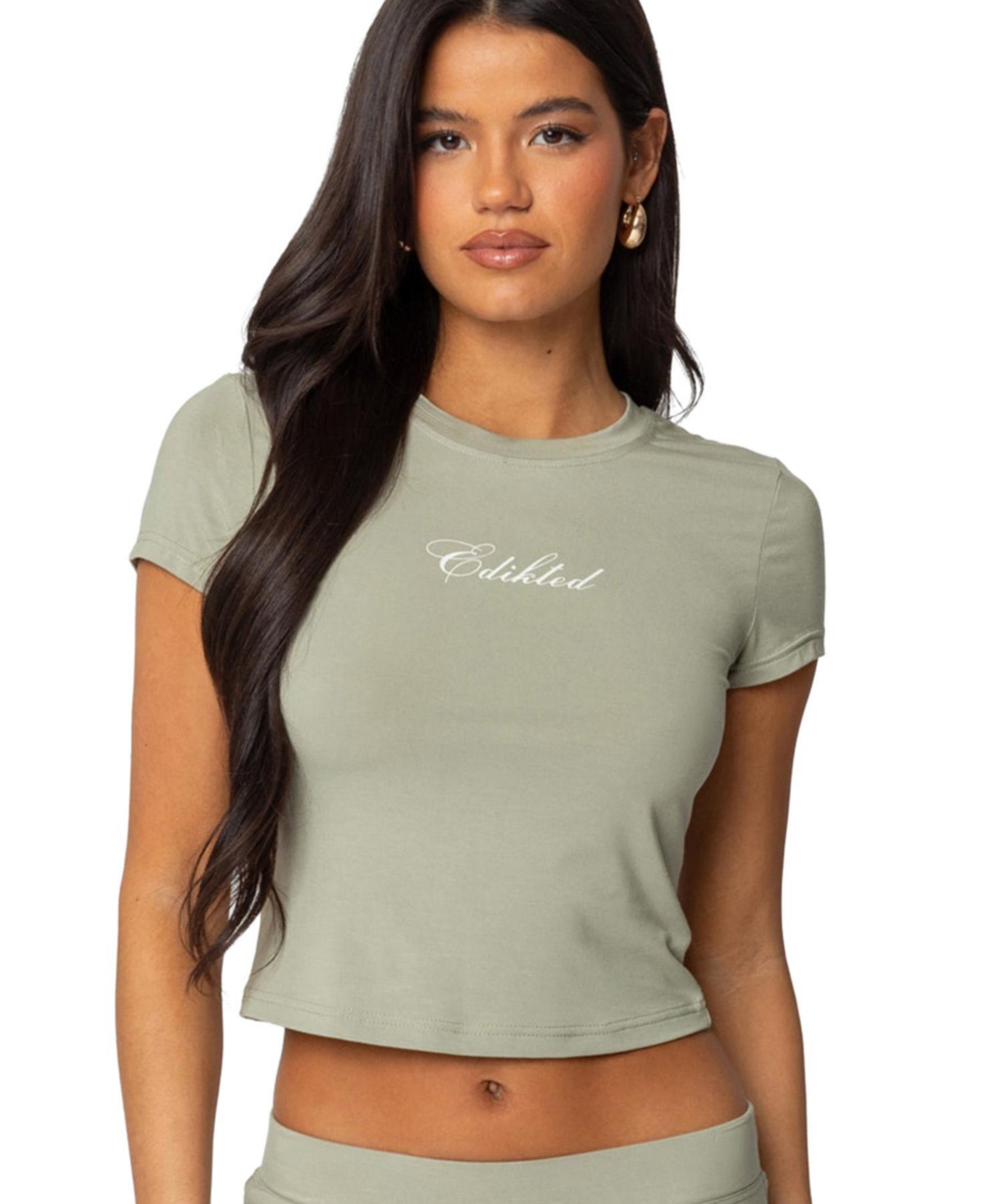 Click here for Edikted Womens So T Shirt - Olive prices