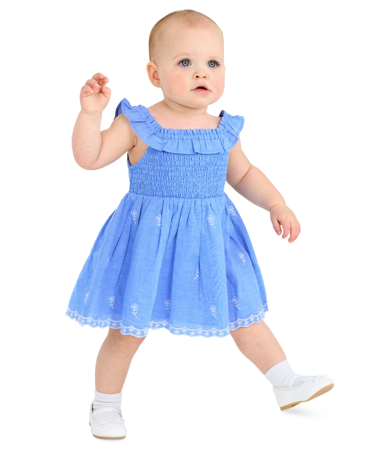 Click here for Rare Editions Baby Girls Smocked Eyelet Dress - Bl... prices