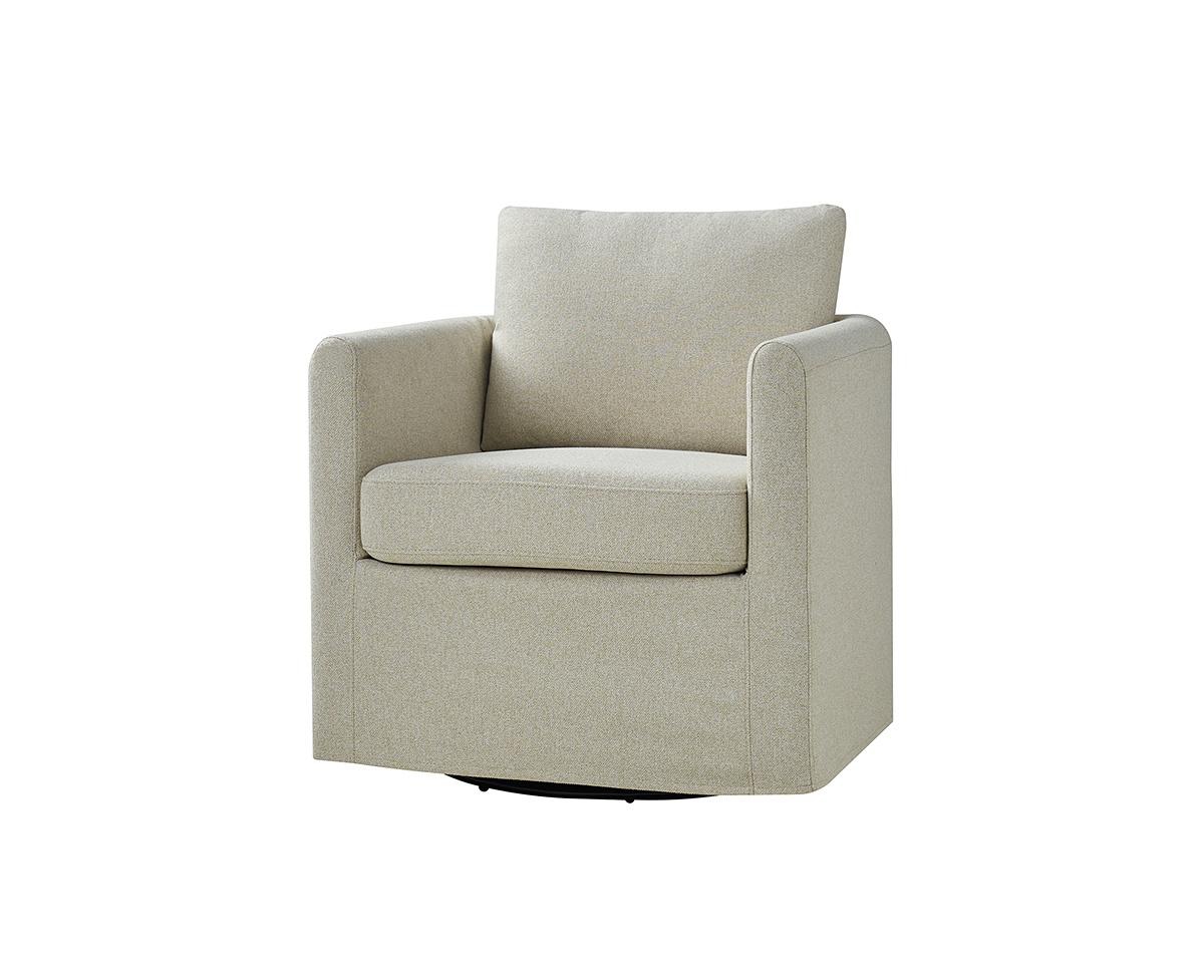 Click here for Modern Asser Slipcovered Swivel Chair - Linen prices