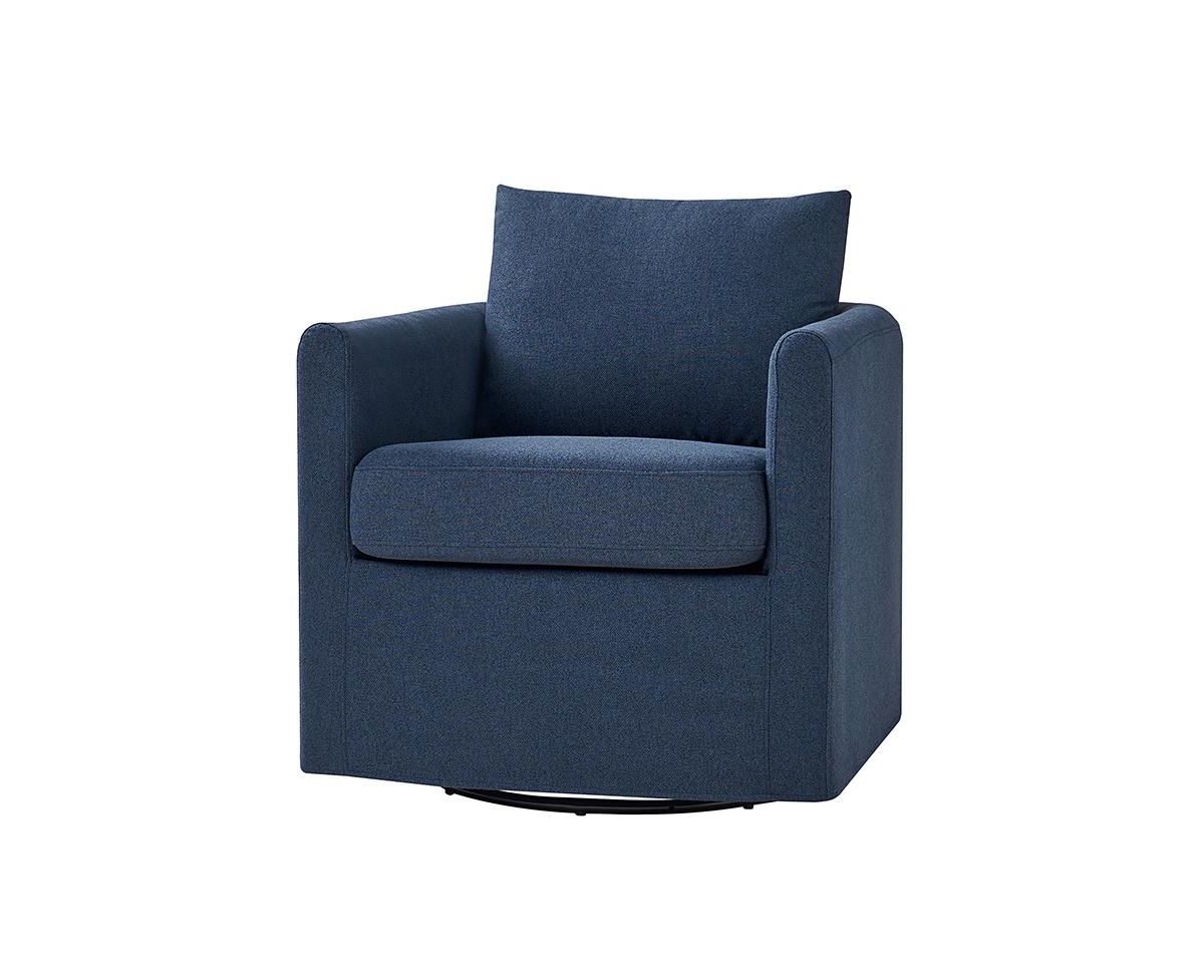 Click here for Modern Asser Slipcovered Swivel Chair - Navy prices