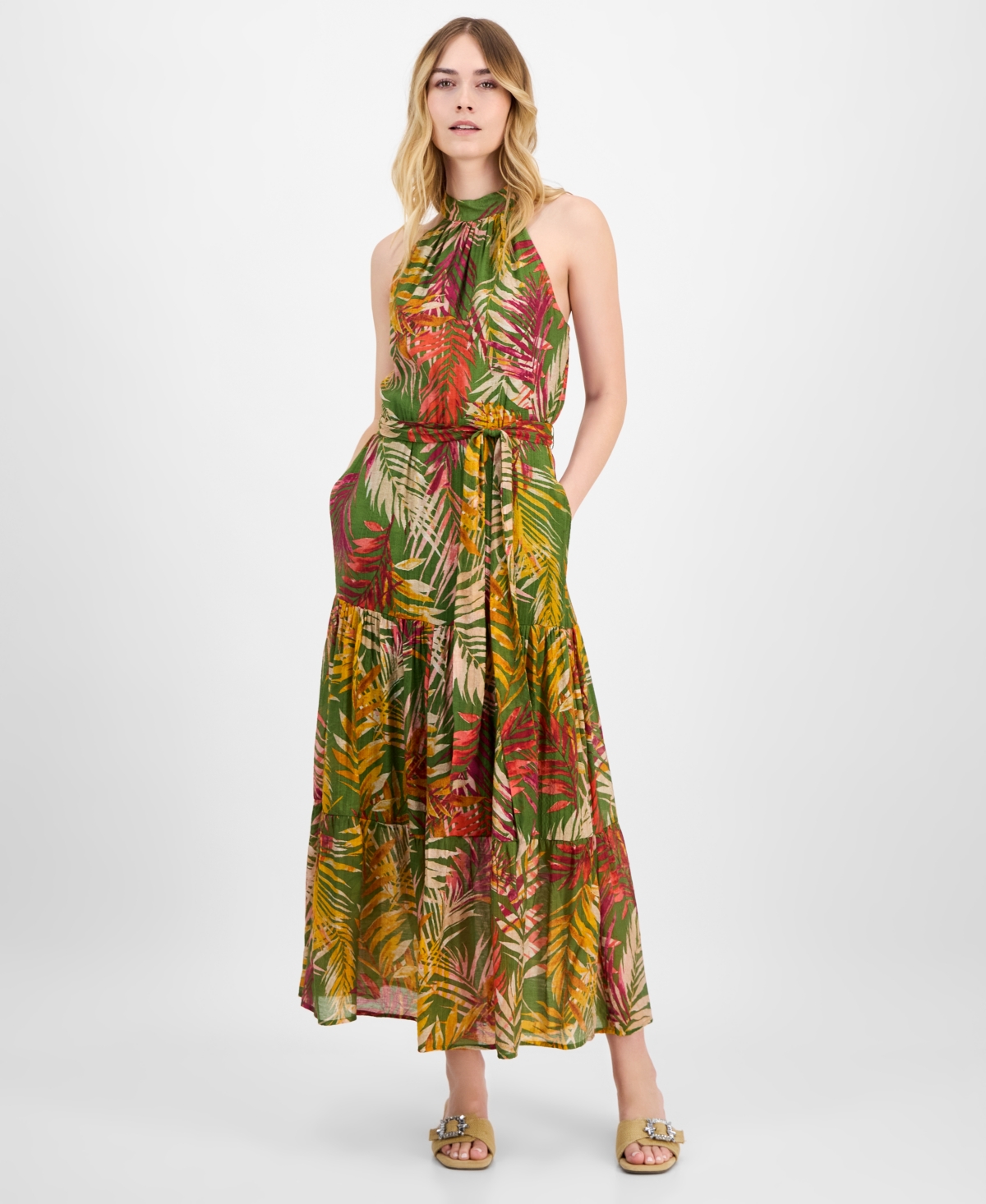 Click here for Anne Klein Womens Printed Chiffon Halter Maxi Dres... prices