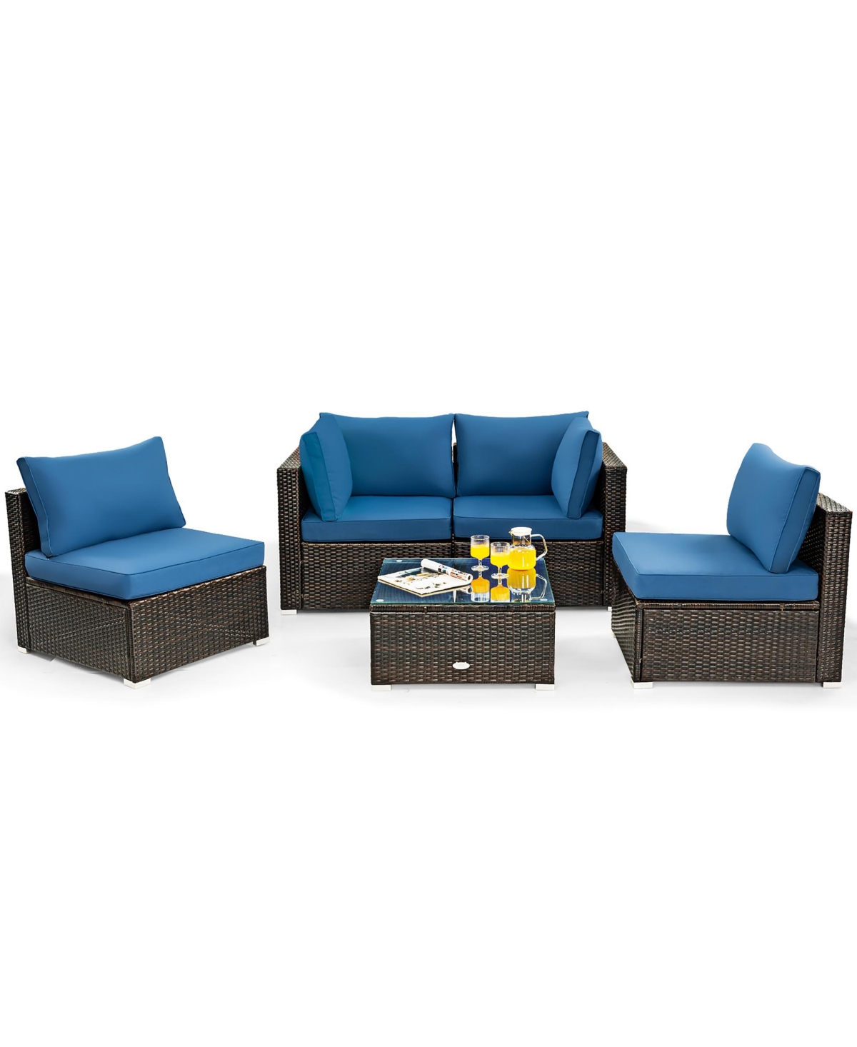 Click here for 5PCS Patio Rattan Furniture Set Cushioned Sofa Cha... prices