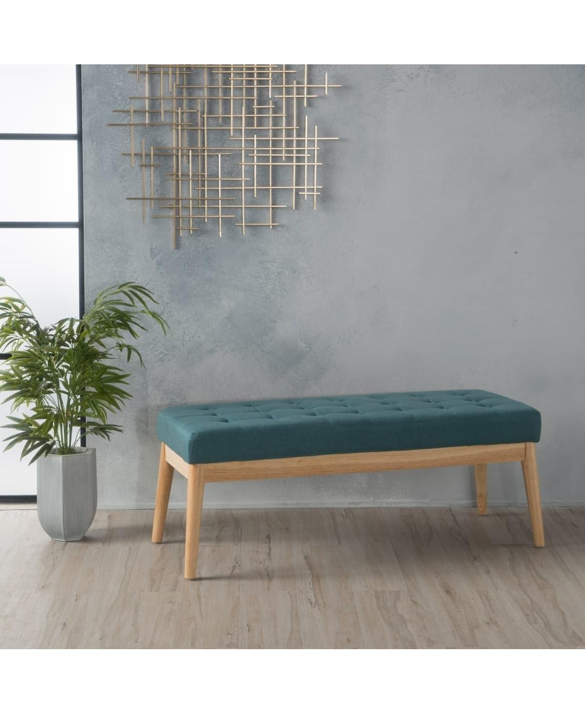 Click here for Mid Century Modern Upholstered Bench with Button T... prices