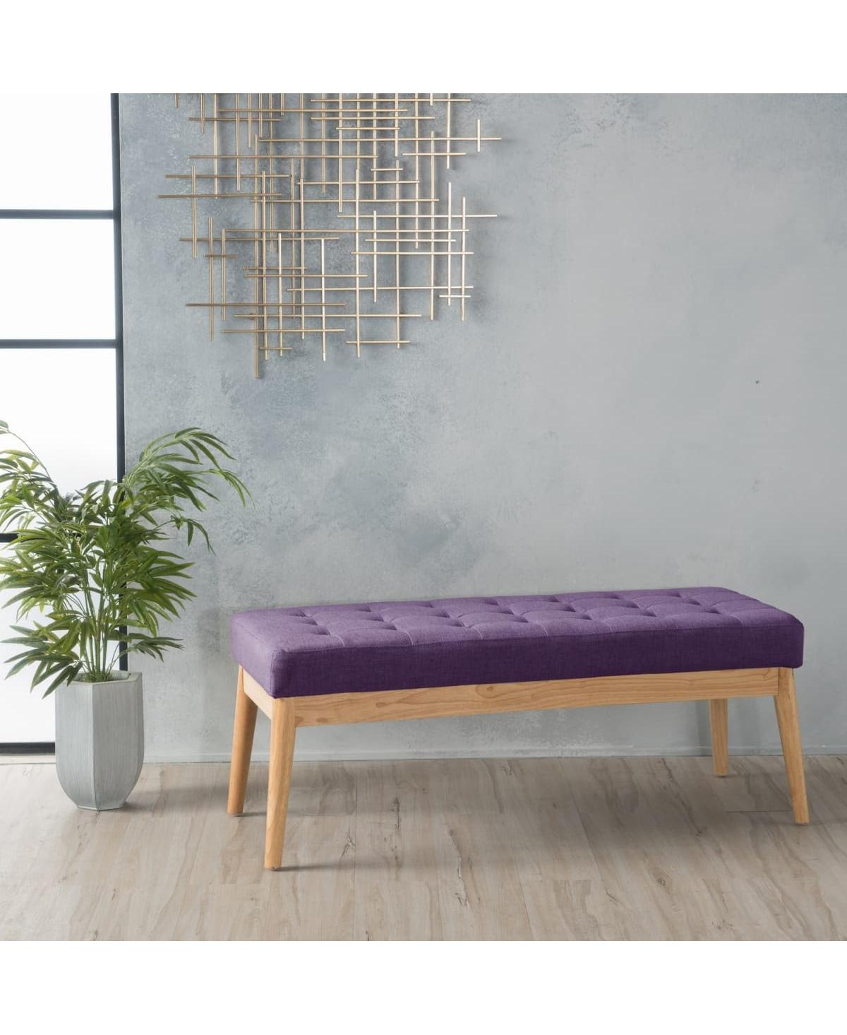 Click here for Mid Century Modern Upholstered Bench with Button T... prices
