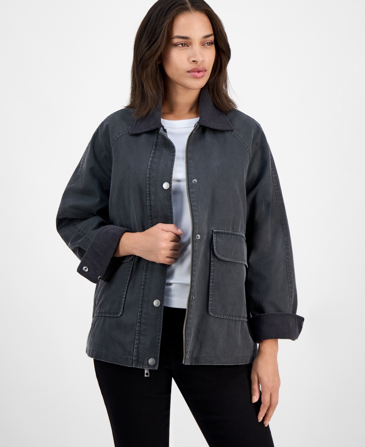 Click here for Bcbg Womens Corduroy-Collar Barn Jacket  Exclusive... prices