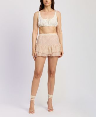 En Saison Women's Geraldine Ruffle-Trim Shorts - Macy's