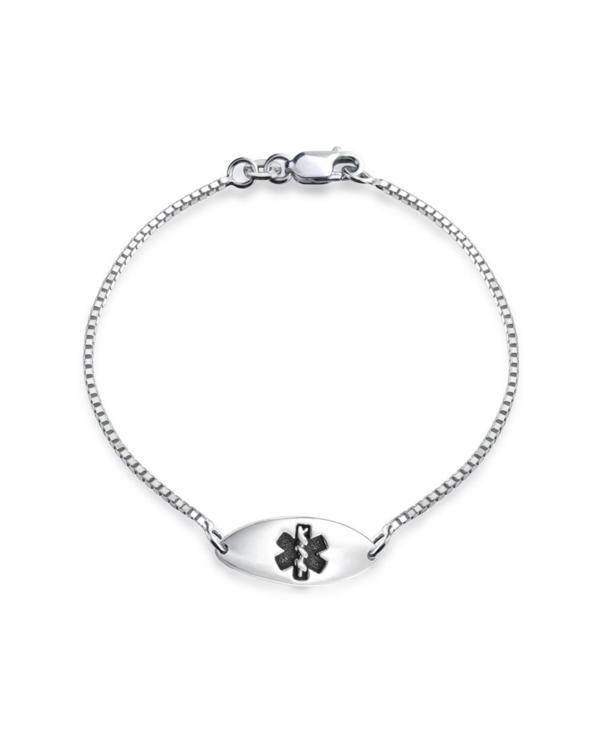 Click here for Bling Jewelry Thin Oval Medical Id Bracelet in Ste... prices