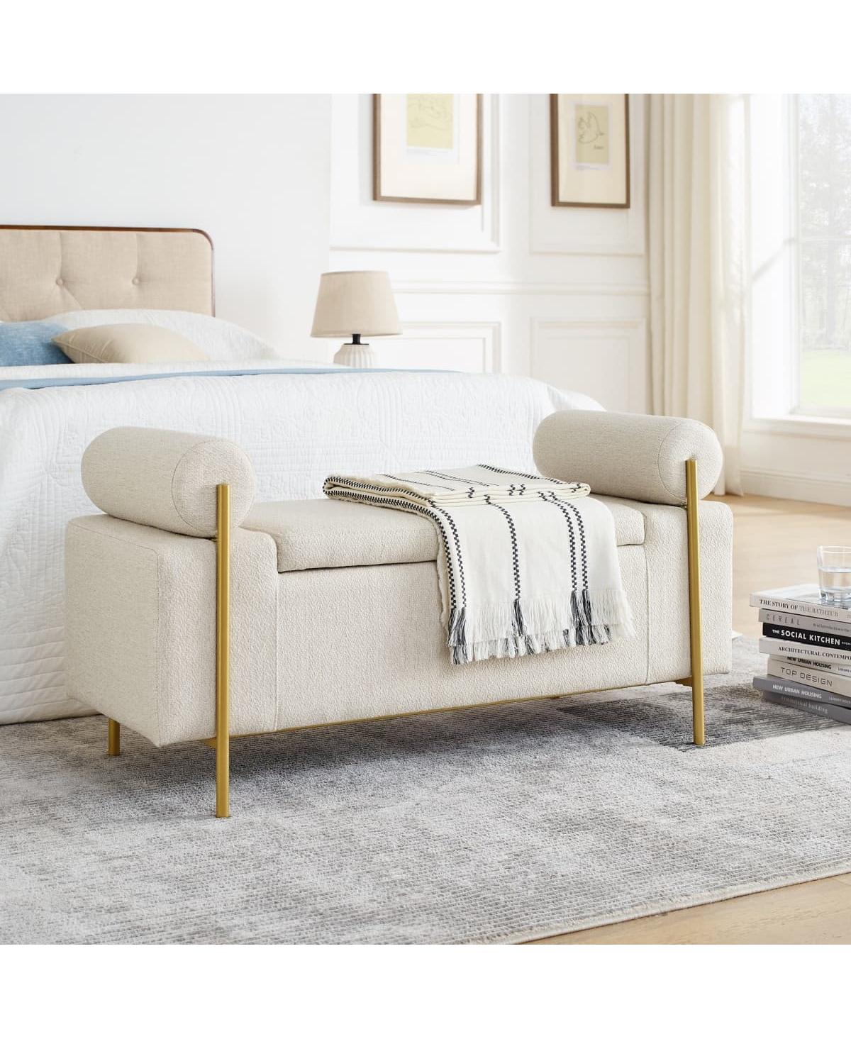 Click here for Upholstered Storage Bench with Cylindrical Armrest... prices