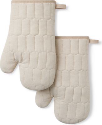 Martha Stewart Honeycomb Quilted Chambray Oven Mitt Set, 7" x 13" - Macy's