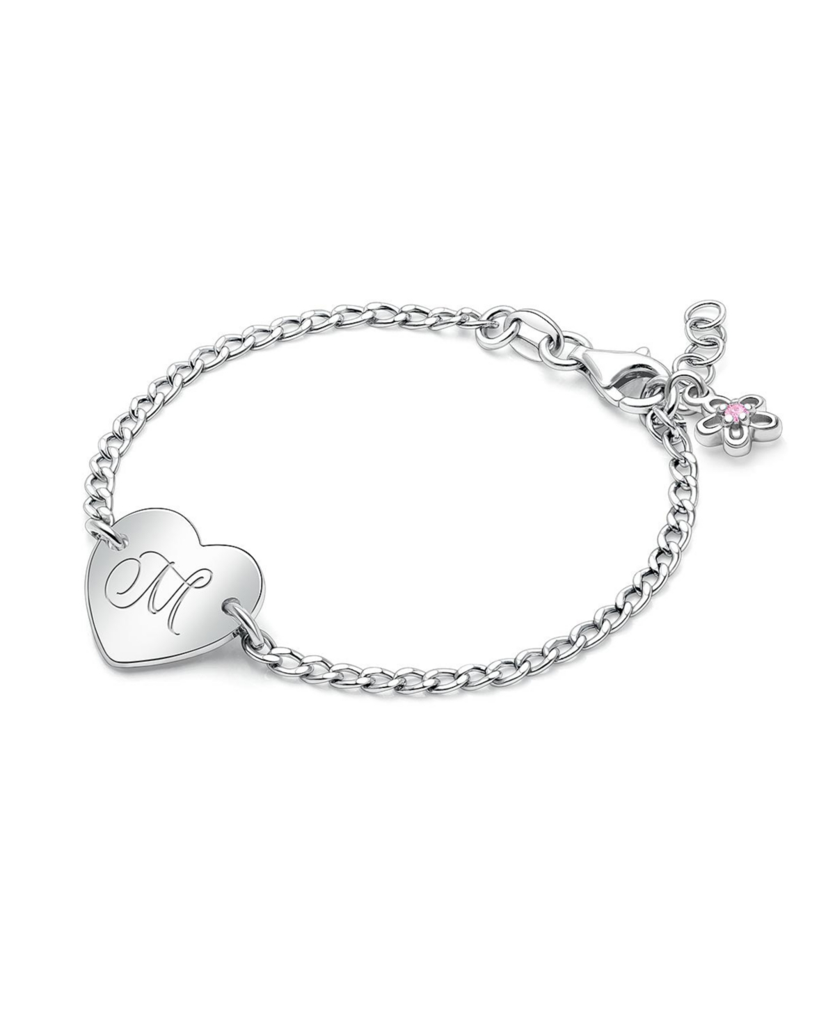 Tiny Blessings Childrens Sterling Silver Lovely Heart Id Bracelet & Engraved Initial Girls 6 Bracelet