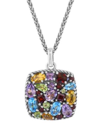 EFFY® Multi-Gemstone Locket 18" Pendant Necklace (6-3/4 ct. t.w.) in ...