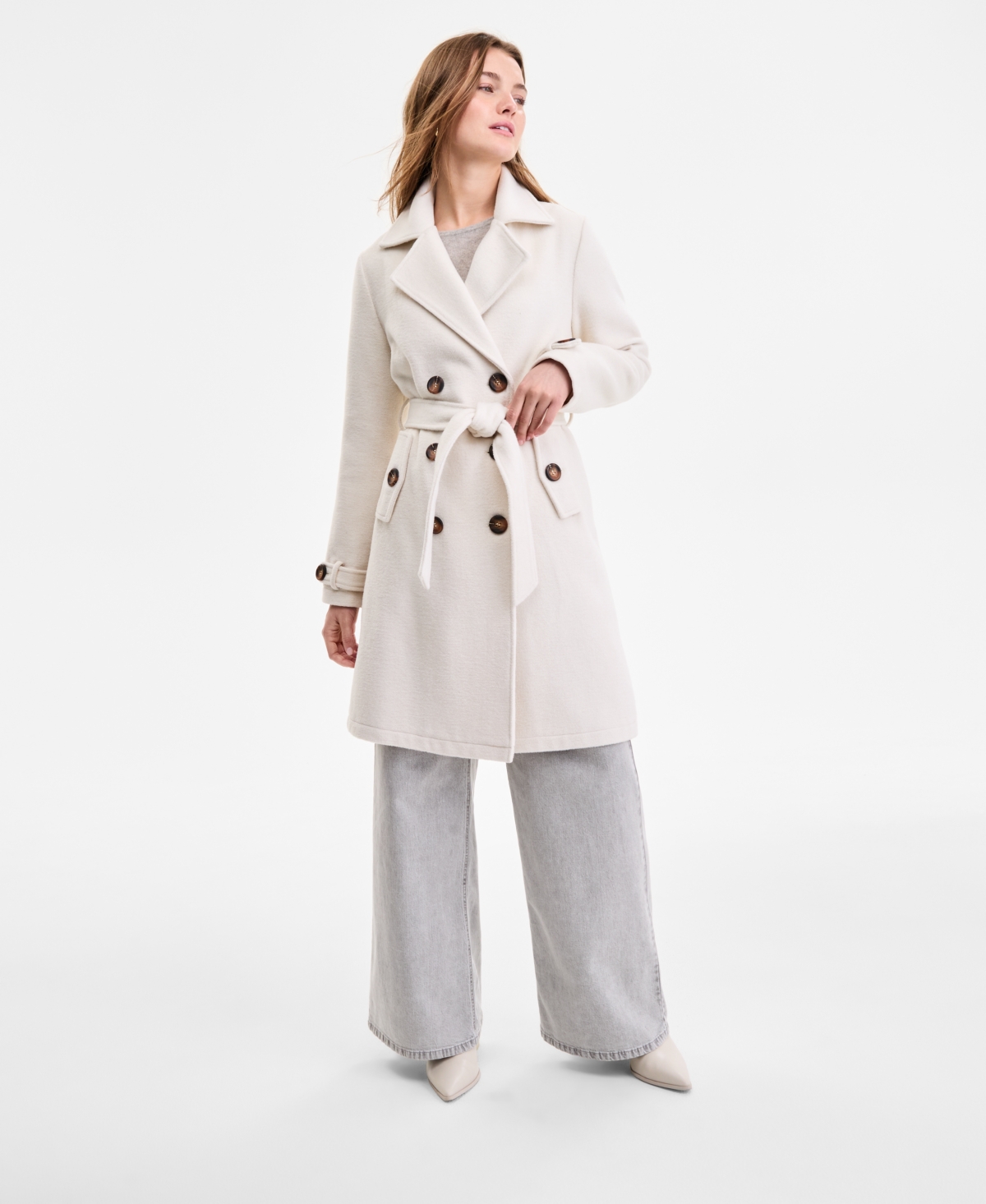Click here for Steve Madden Womens Double-Breasted Belted Trench... prices