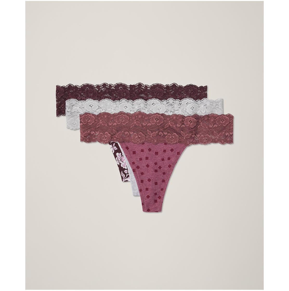 Click here for Pact Womens Organic Cotton Lace Waist Thong 3-Pack... prices