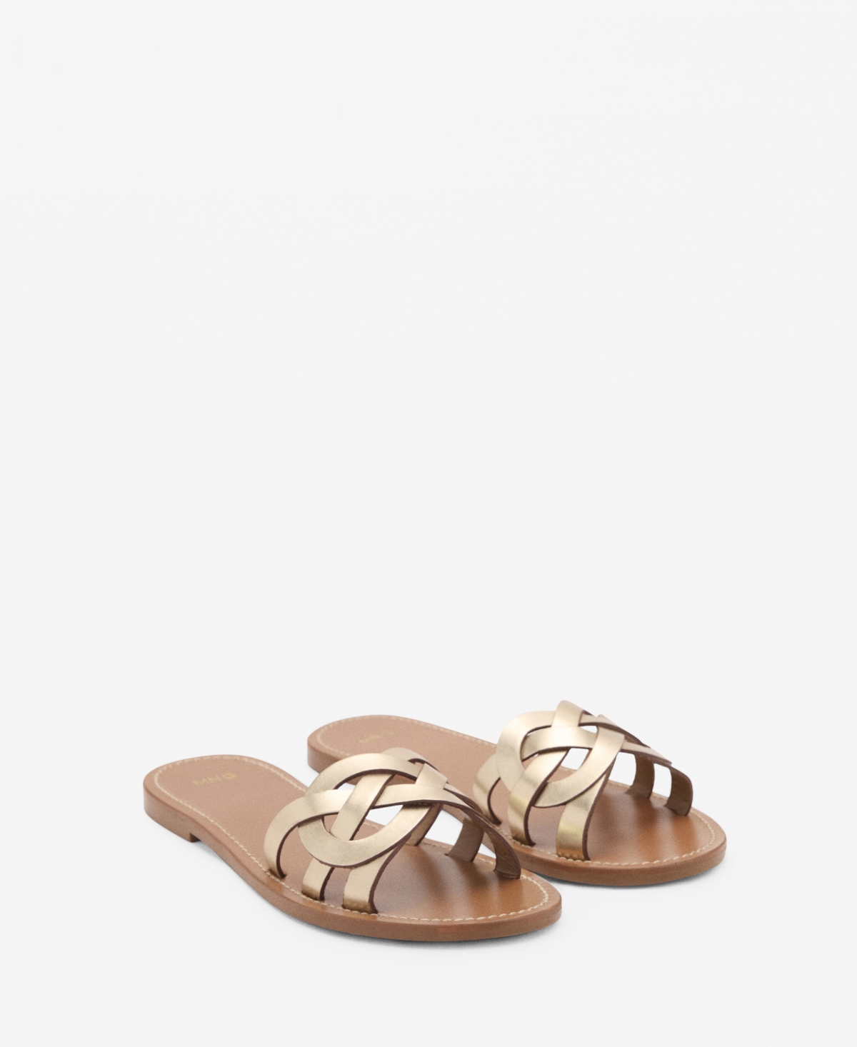 Click here for Mango Womens Intertwined Strap Leather Sandals - G... prices