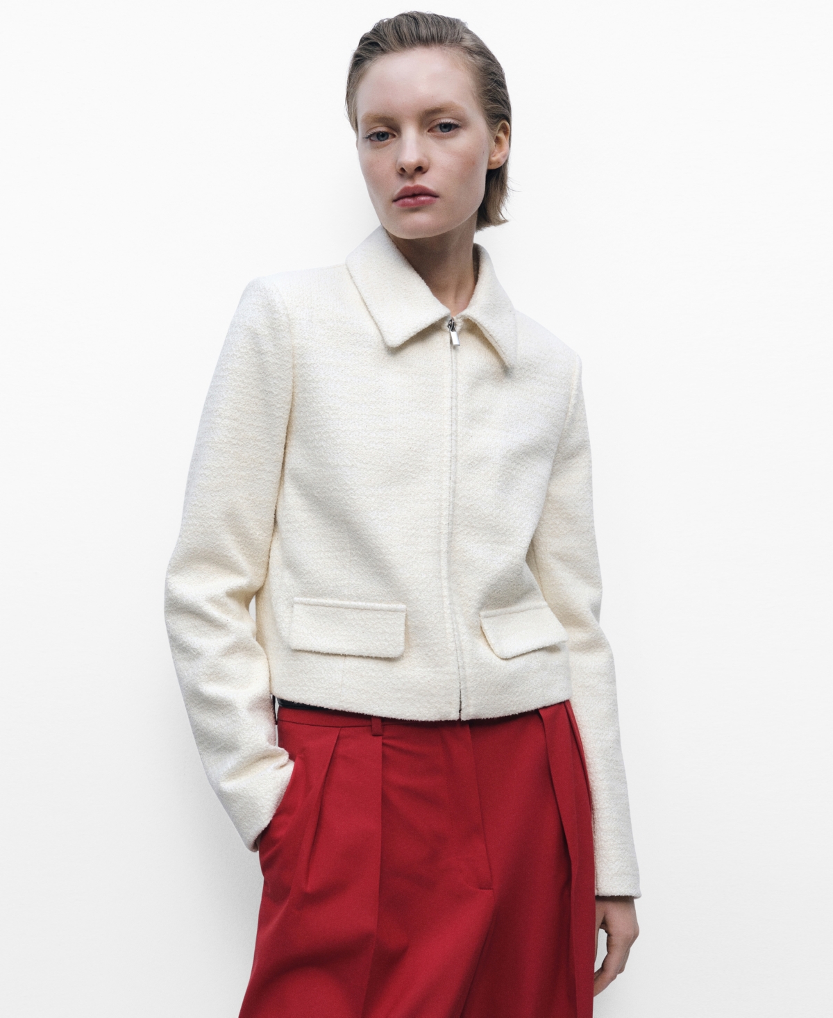 Click here for Mango Womens Lapel Cotton Blend Jacket - Ecru prices