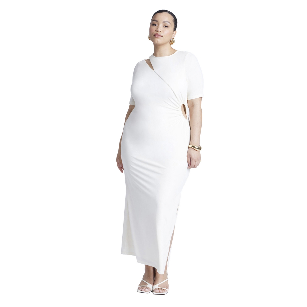 Click here for Eloquii Womens Cutout Detail Knit Maxi Dress - Jet... prices