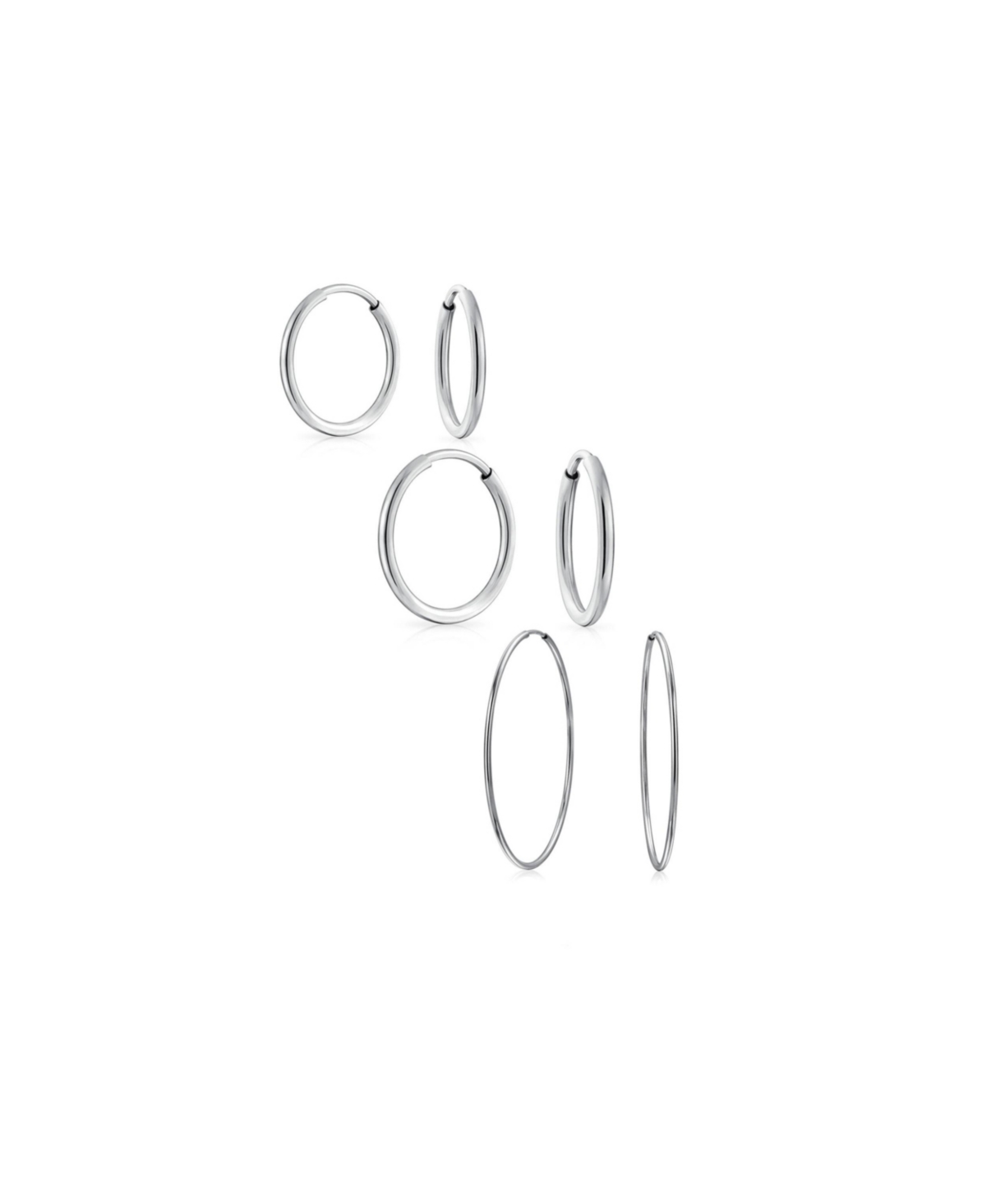 Click here for Bling Jewelry Set of 3 Thin Minimalist Hoop Huggie... prices