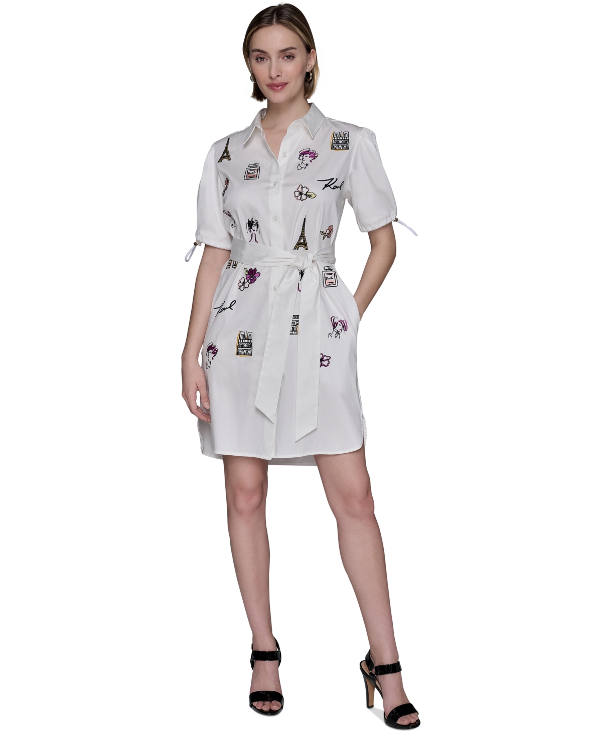 Click here for Karl Lagerfeld Paris Petite Embroidered Button-Fro... prices