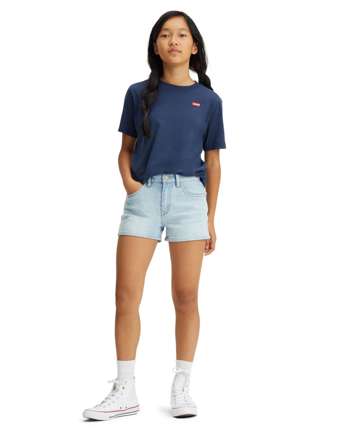 Click here for Levis Big Girls Mini Mom Shorts - Blue prices