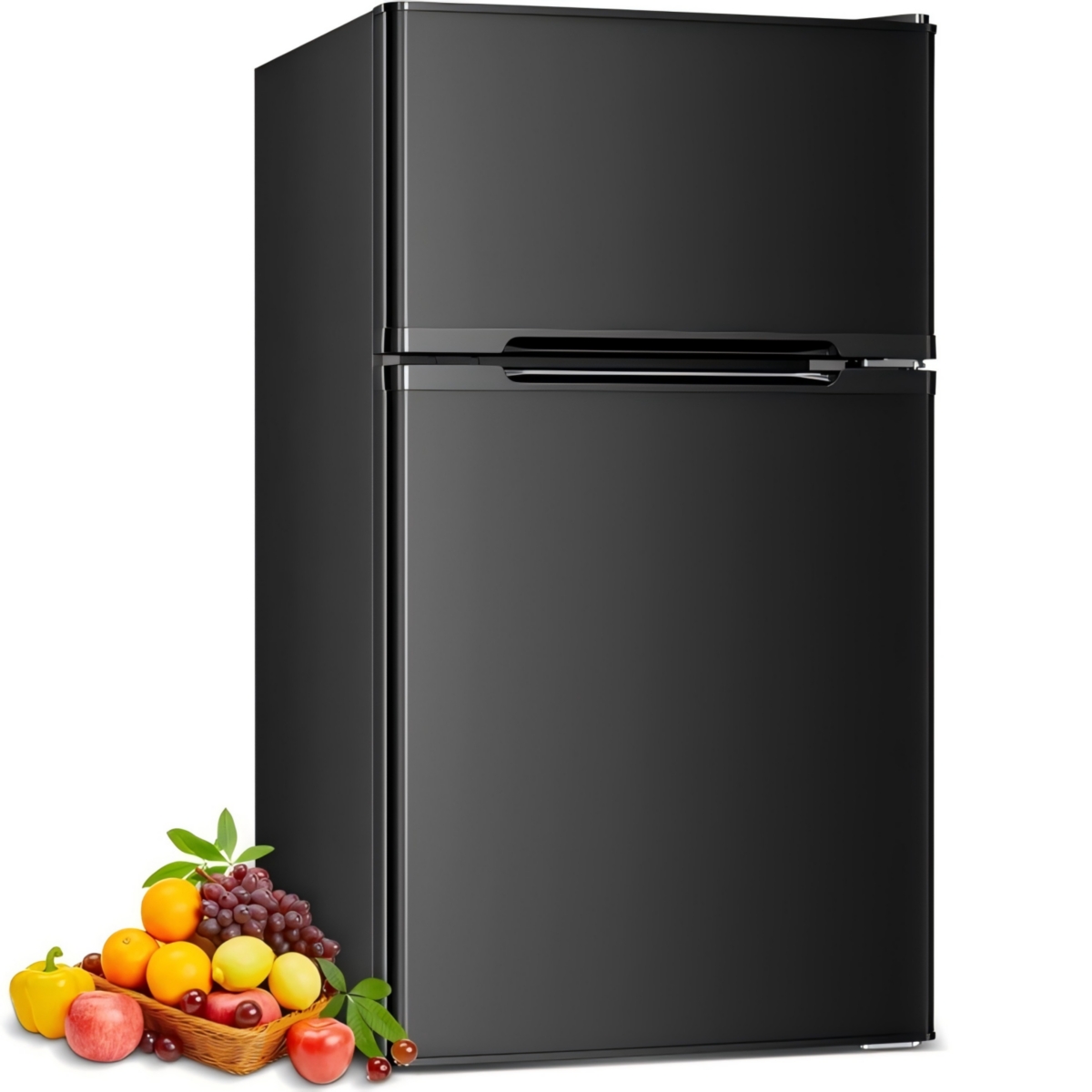 Cowsar 3.2 cubic foot mini fridge with separate freezer compartment and double door design is perfect for a basement  apartment  dorm room or office -