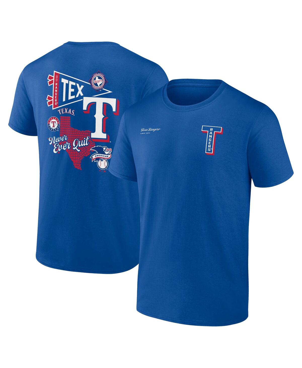 Click here for Fanatics Mens Royal Texas Rangers Split Zone T-Shi... prices
