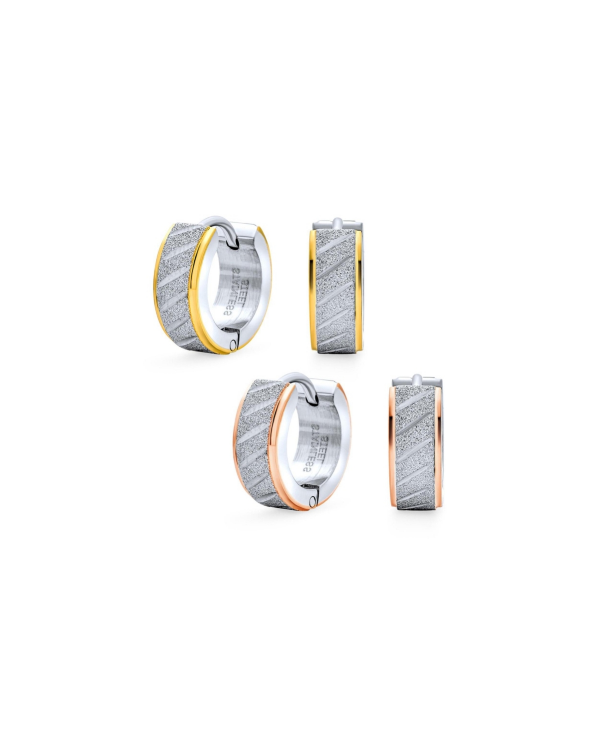 Click here for Bling Jewelry Set of 2 Carved Slashes Hoop Huggie... prices
