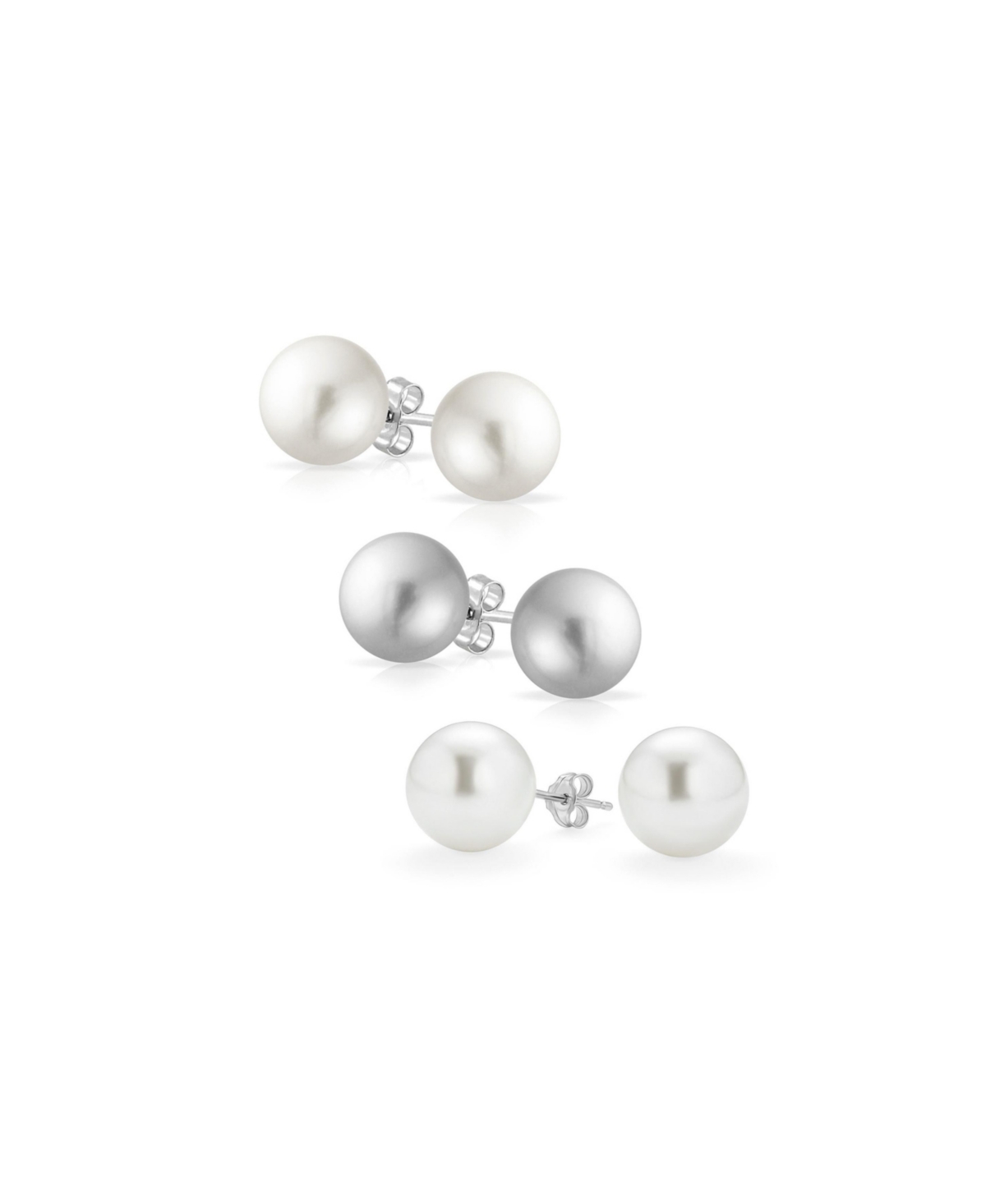 Click here for Bling Jewelry Set of 3 Simulated Pearl Ball Stud E... prices