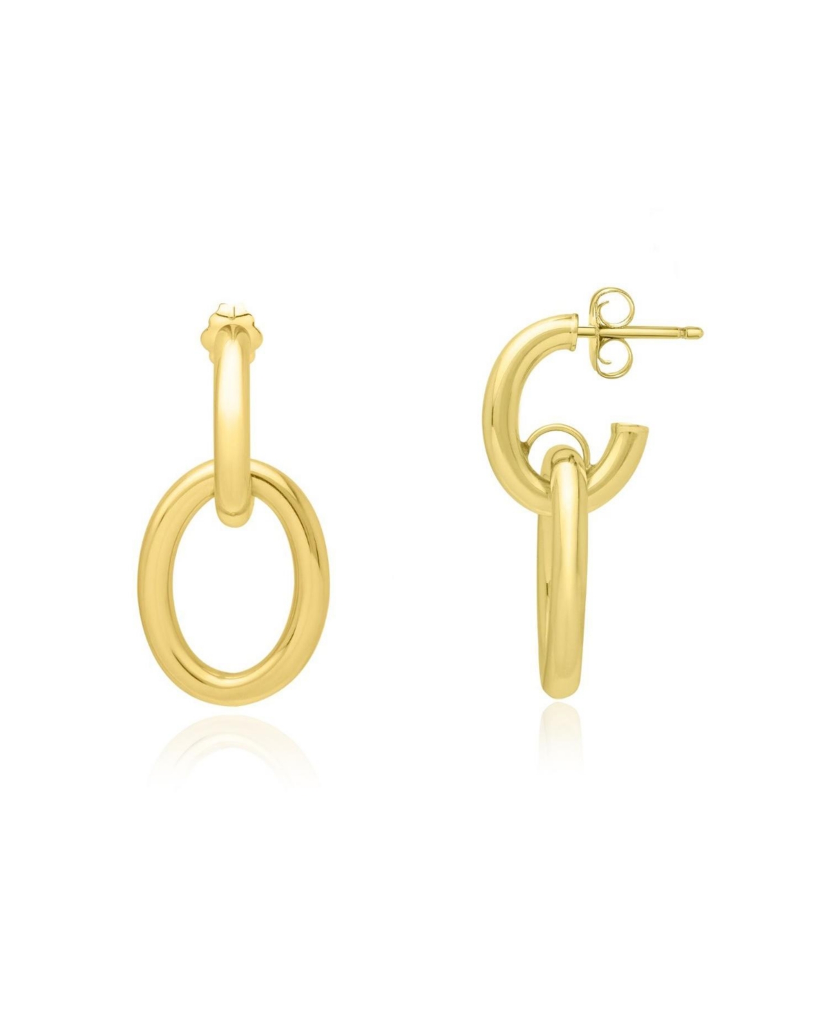 Click here for The Lovery Double Oval Link Drop Earrings 14K Gold... prices