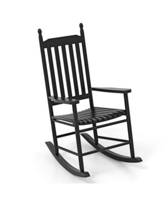 Weather-Resistant Acacia Rocking Chair – Outdoor High-Back Rocker with ...