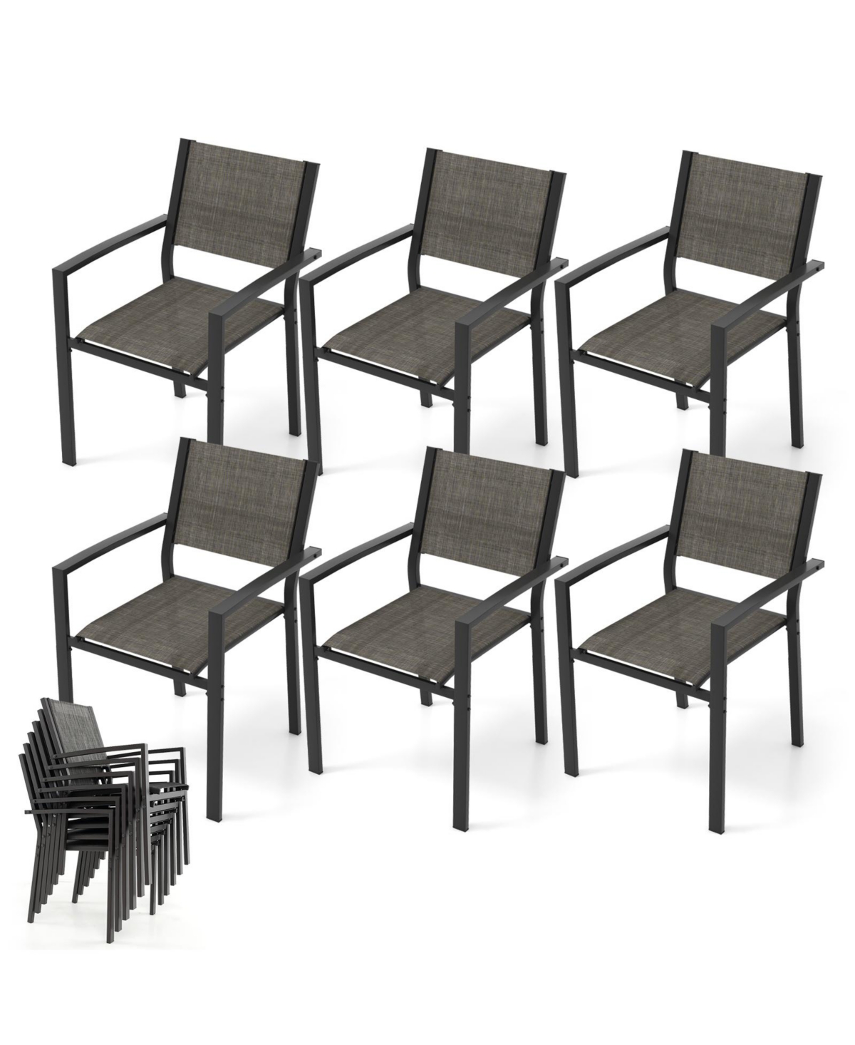 Click here for Set of 6 Stackable Patio Chair with Breathable Fab... prices