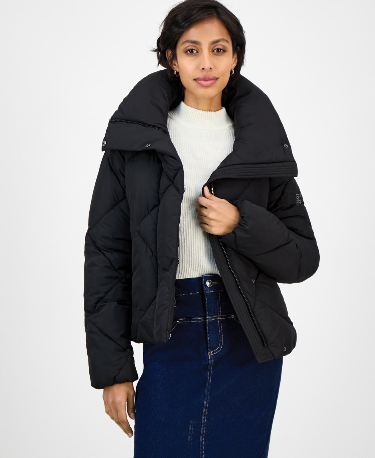 Click here for Bcbgmaxazria Womens Short Diamond Puffer Coat - Bl... prices