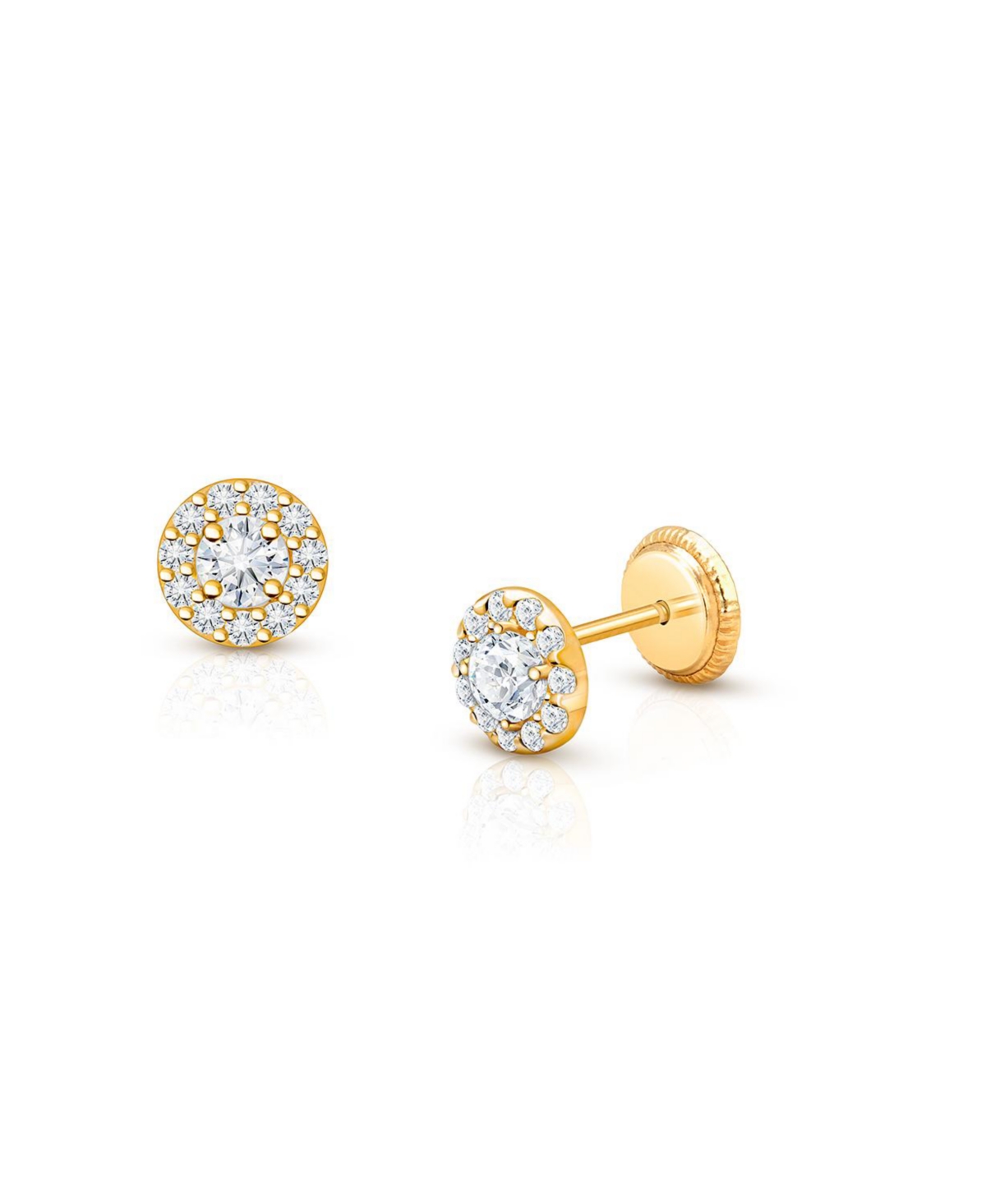 Tiny Blessings Girls 14K Gold Brilliant Halo Studs Screw Back Earrings - Baby  Little Kid  Big Kid