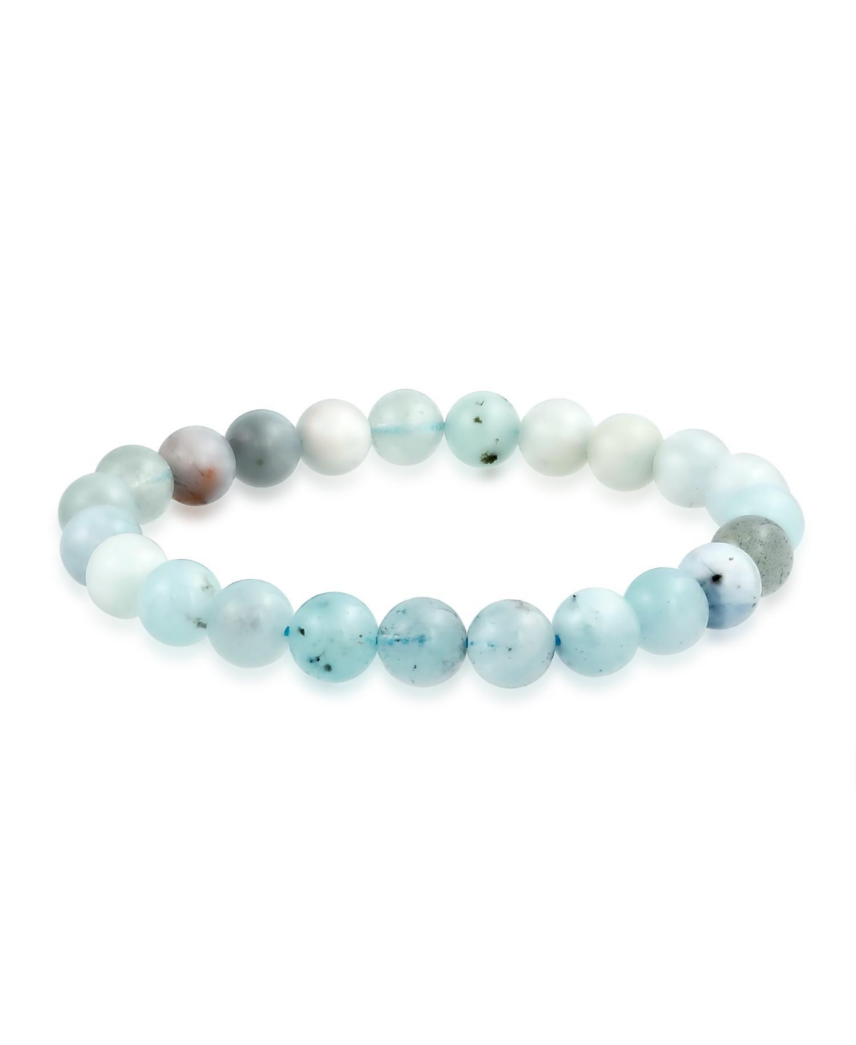 Bling Jewelry Natural Multi Color Round Beads 8MM Strand Stackable Stretch Bracelet - Aquamarine