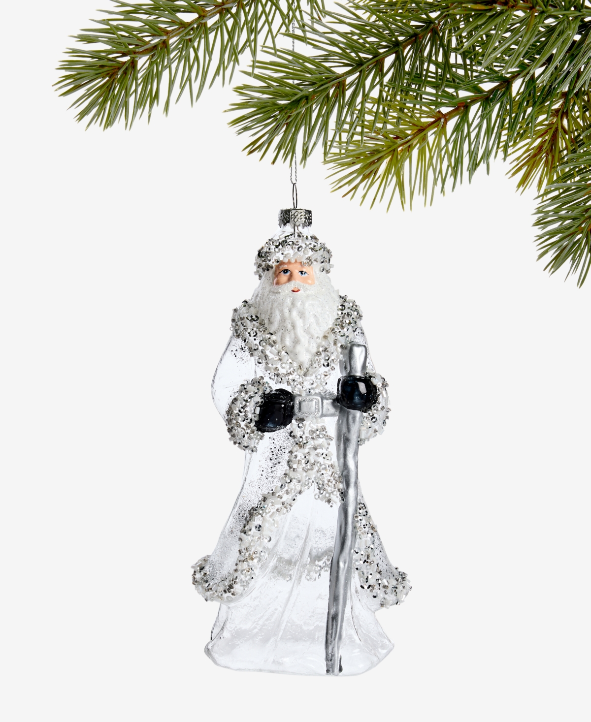 Click here for Holiday Lane Gilded Glamour Silver Santa Ornament... prices