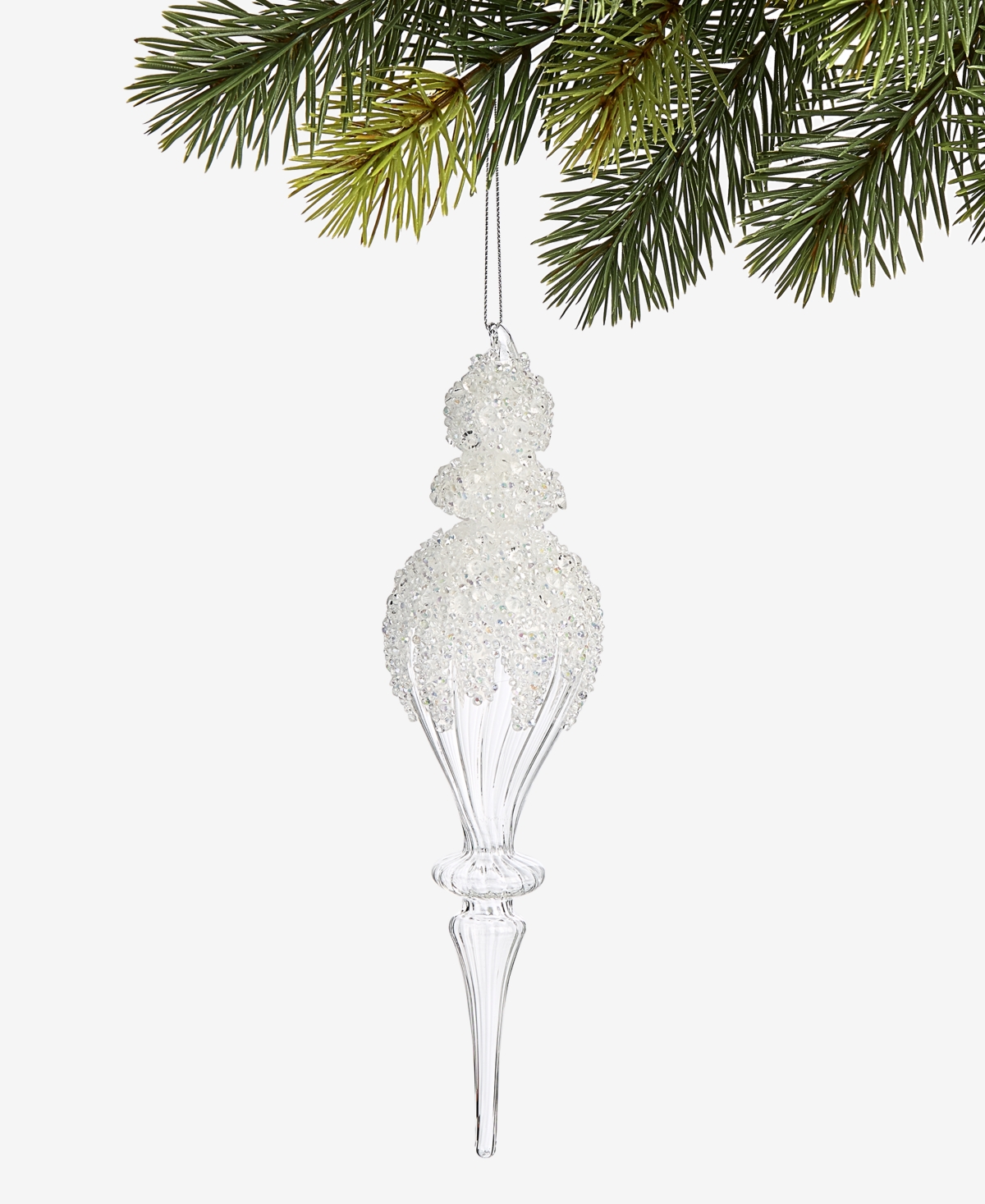 Click here for Holiday Lane Iced Delight Glass Frosted Finial Orn... prices