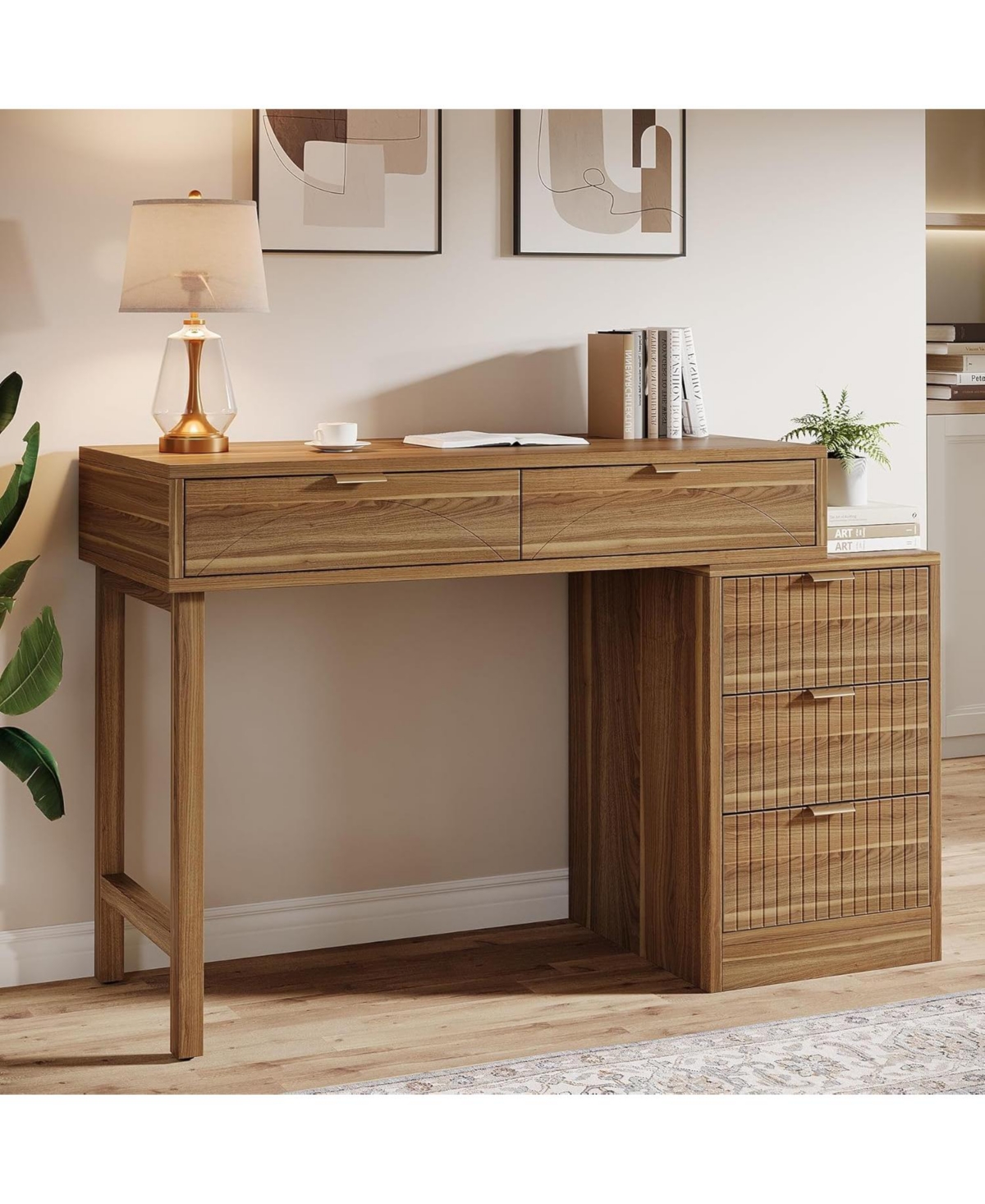 Click here for Tribesigns Computer Desk with 5 Drawers Modern Woo... prices