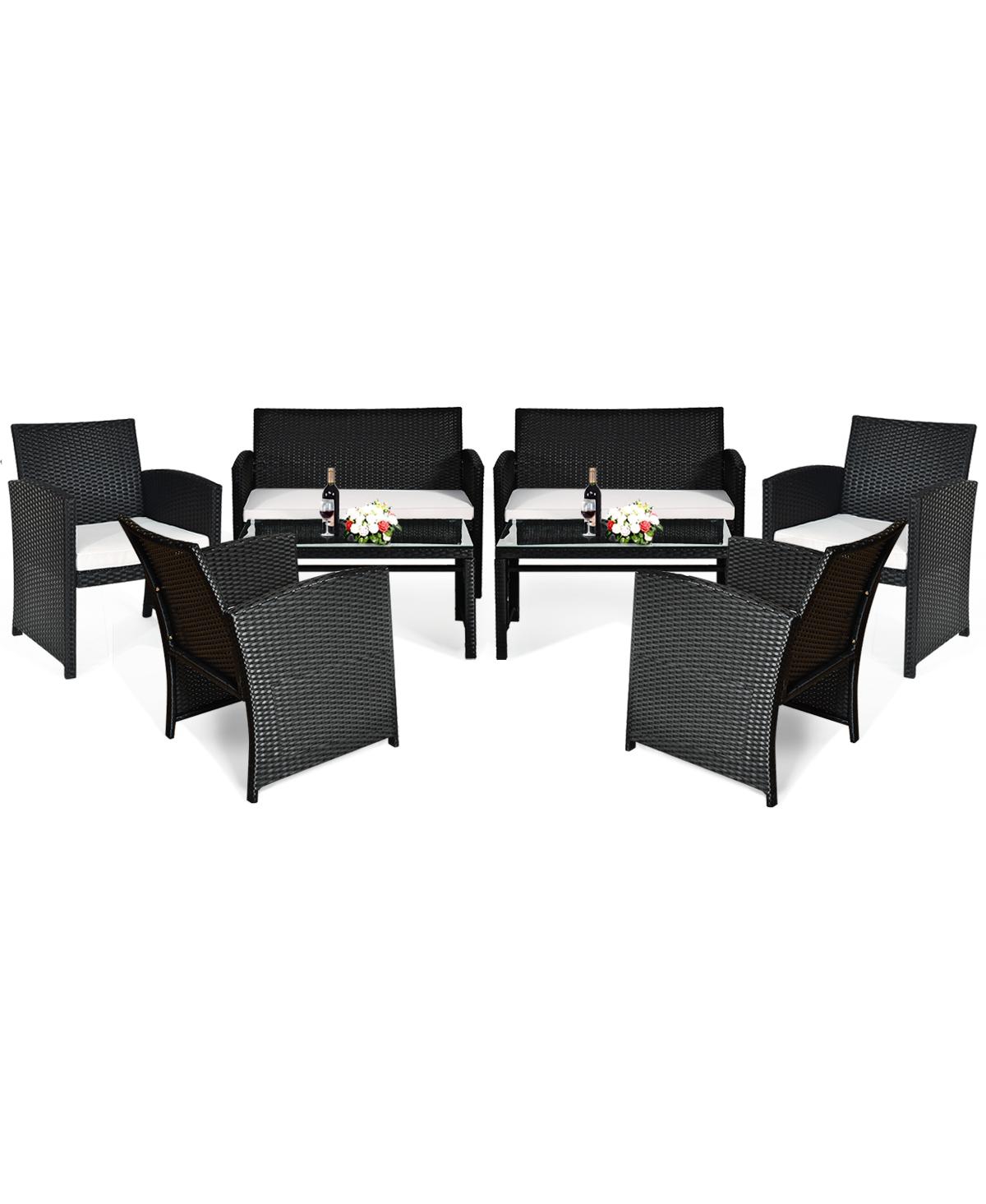 Click here for 8PCS Patio Rattan Furniture Conversation Set Cushi... prices