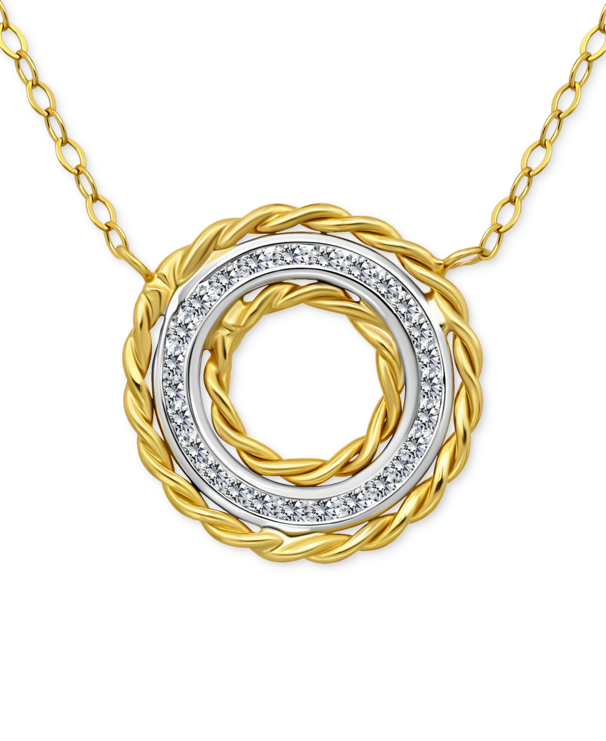 Click here for Giani Bernini Cubic Zirconia Rope Framed Circle Pe... prices