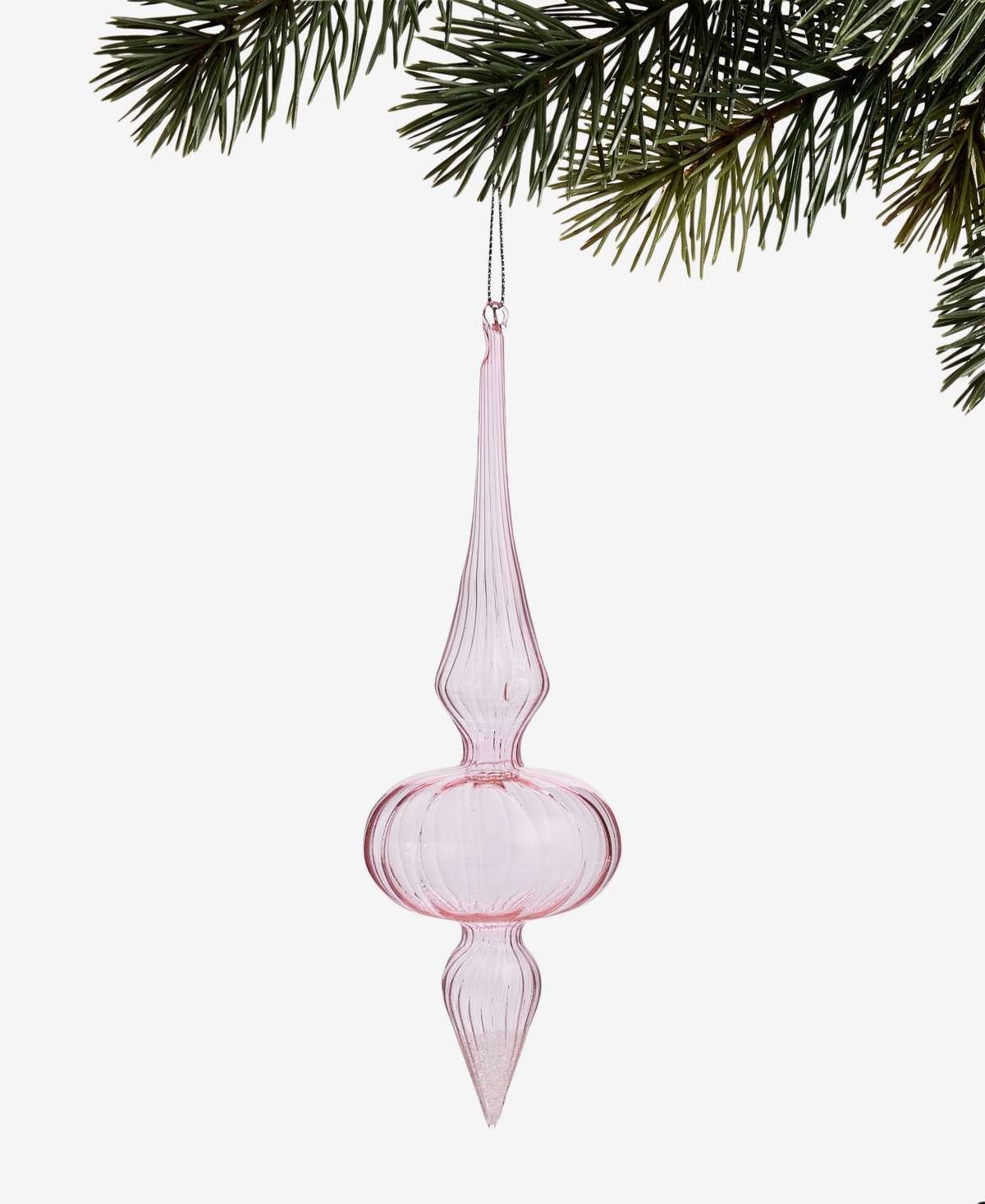 Click here for Holiday Lane Pastel Shine Pink Glass Finial Drop O... prices