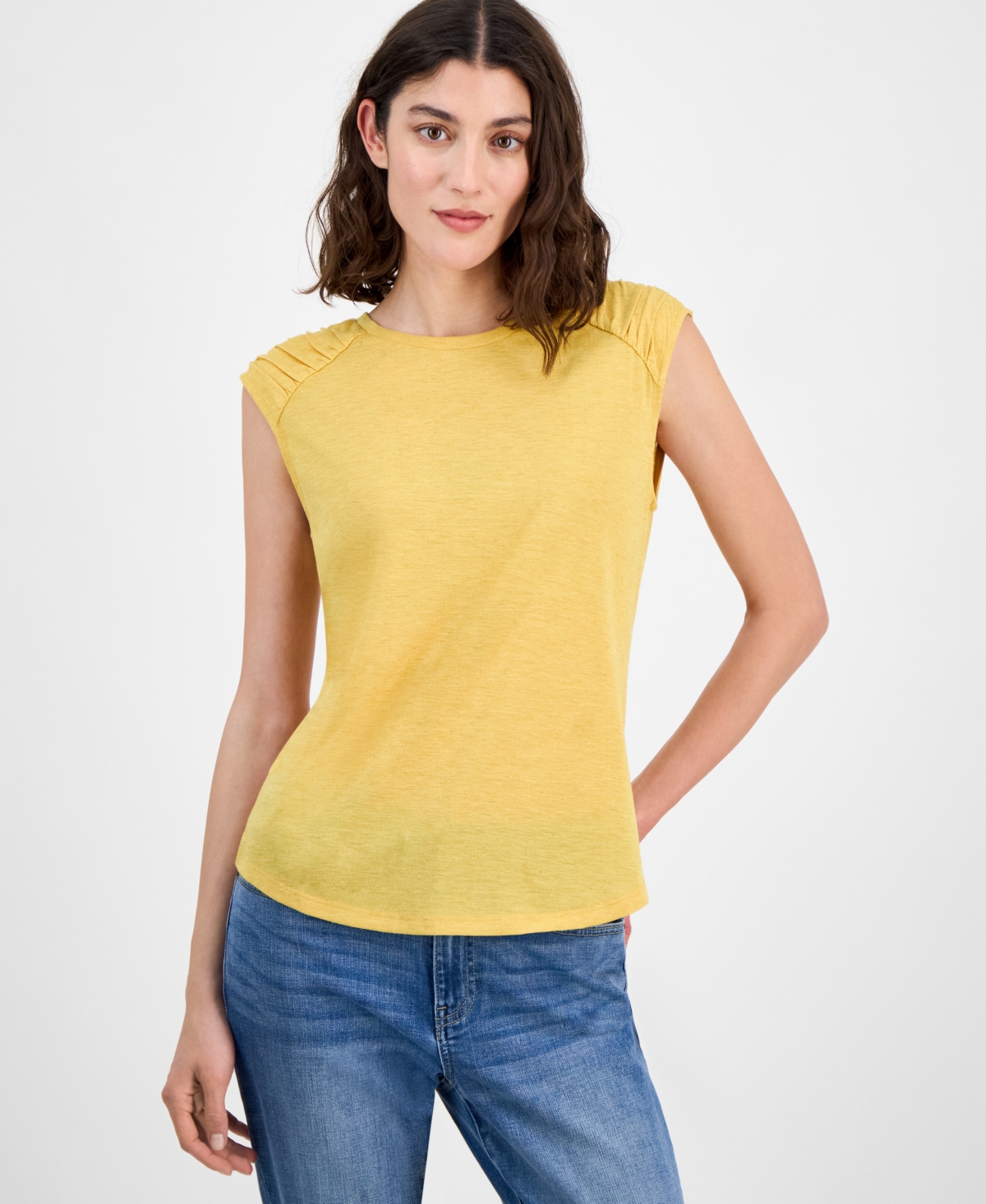 Click here for Tommy Hilfiger Womens Ruched-Shoulder Sleeveless T... prices