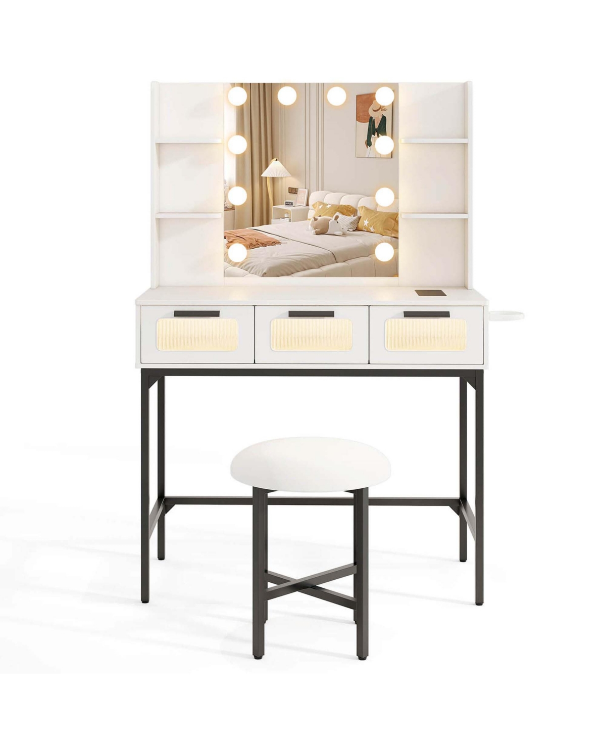 Click here for Makeup Vanity Desk with Hollywood Mirror & Lights... prices